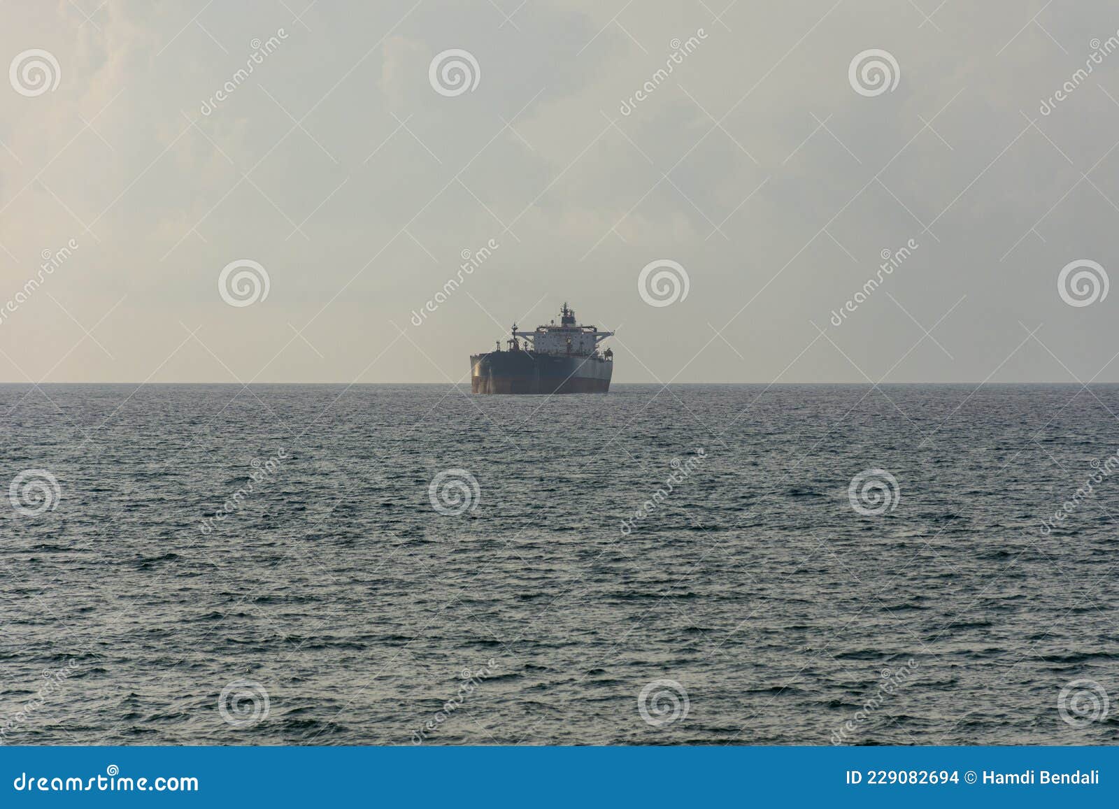 Cargo Ship on the Mediterranean Sea. Stock Photo - Image of landscape ...