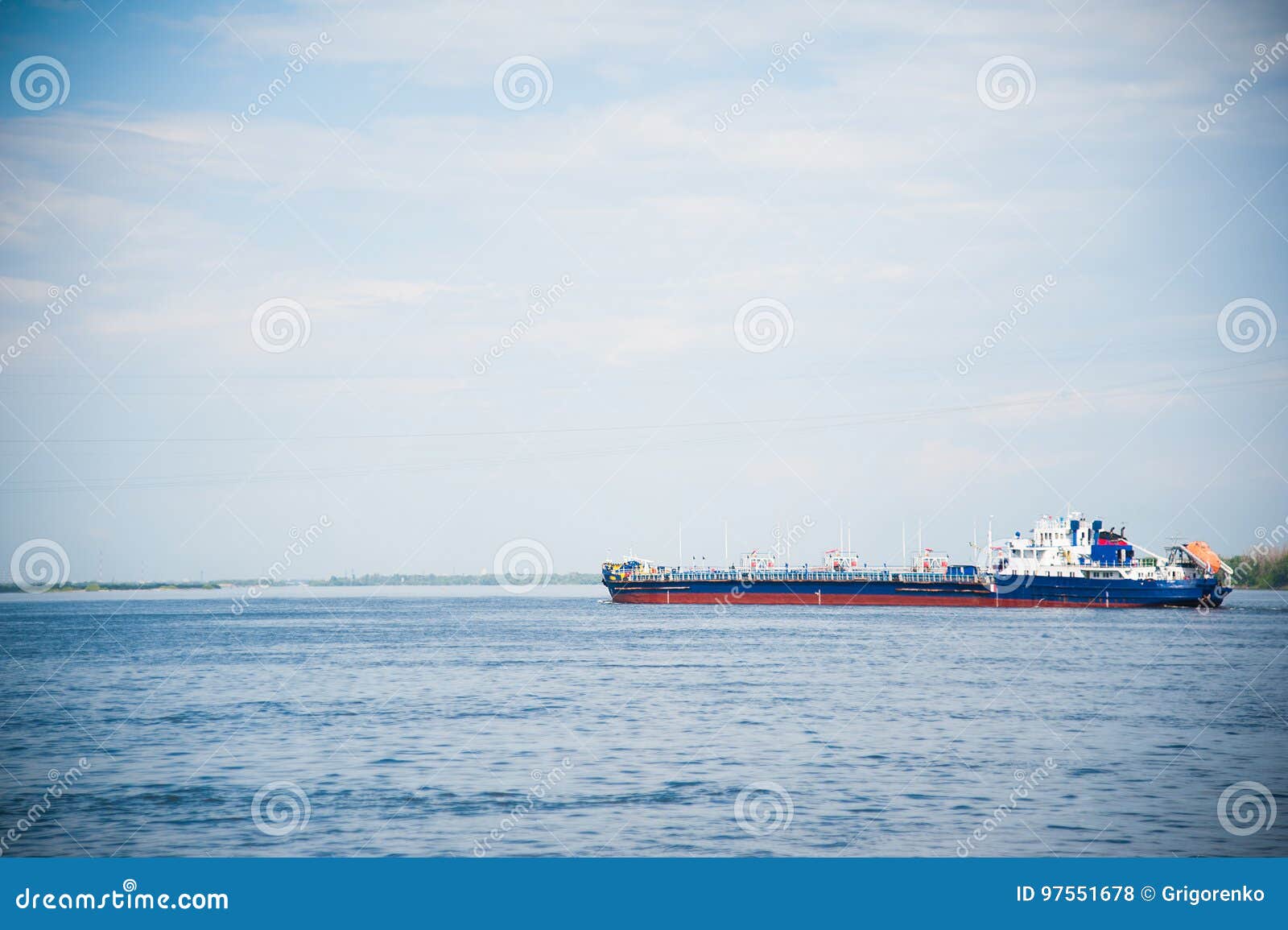 Cargo Ship Moving Along the River Stock Photo - Image of water, ship ...
