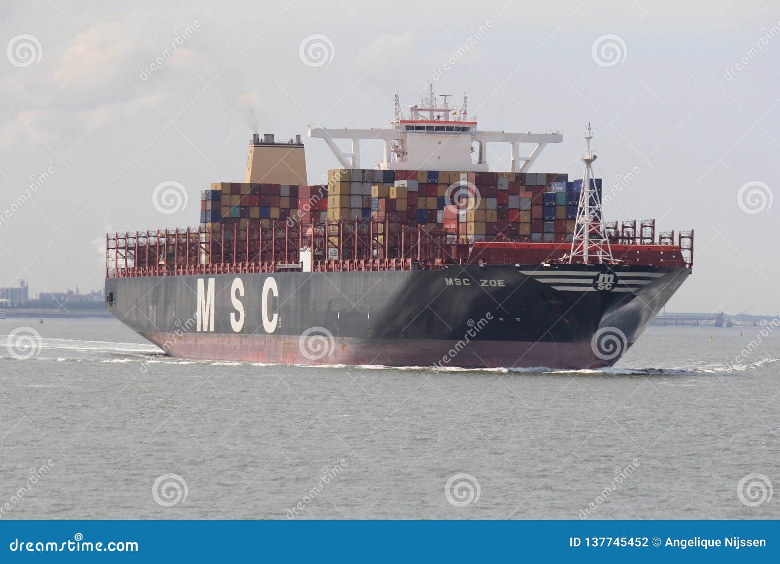 Cargo Ship Msc Zoe Navigates through the Westerschelde Editorial ...
