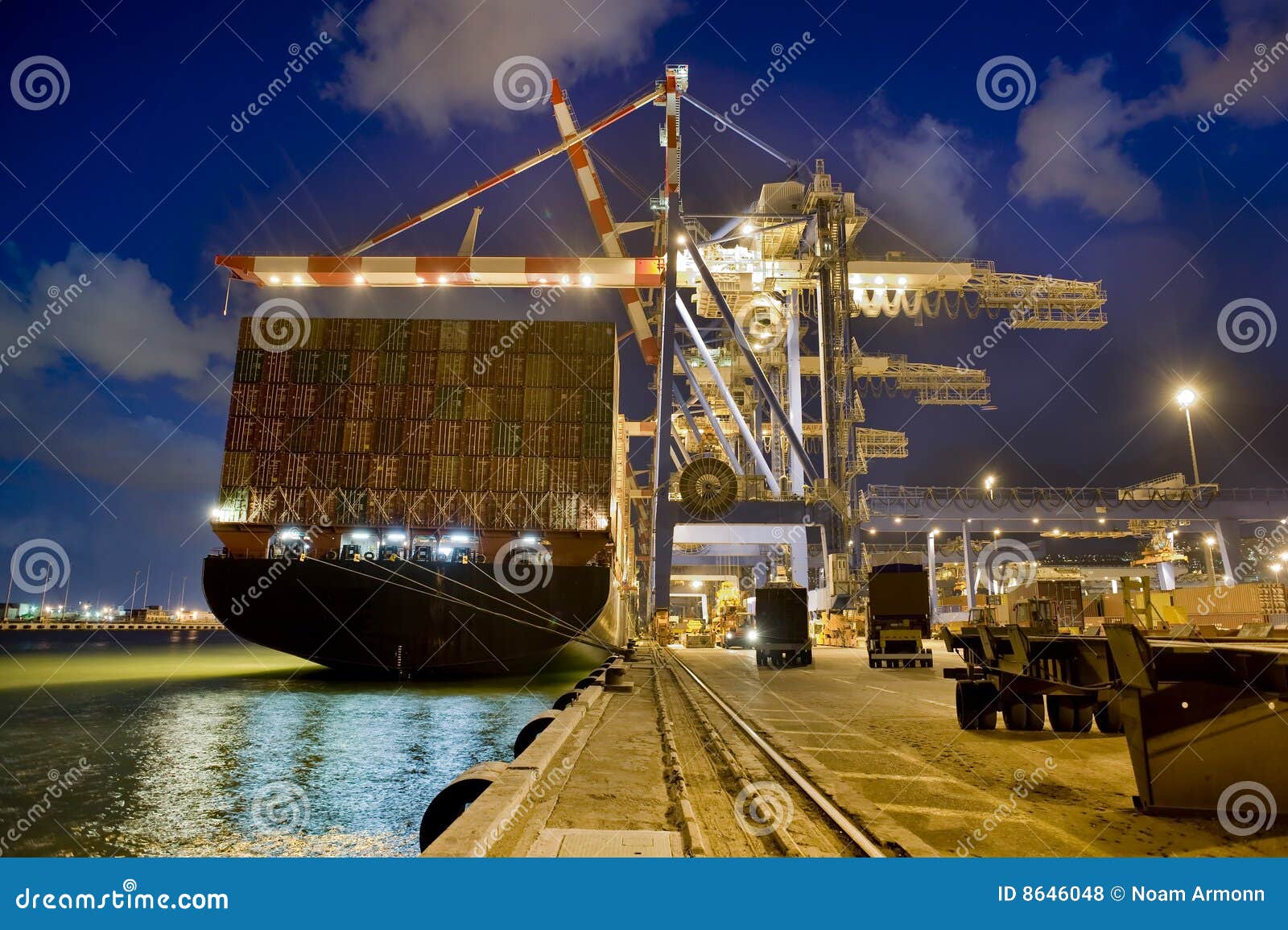 Cargo ship by night stock photo. Image of loading, load - 8646048
