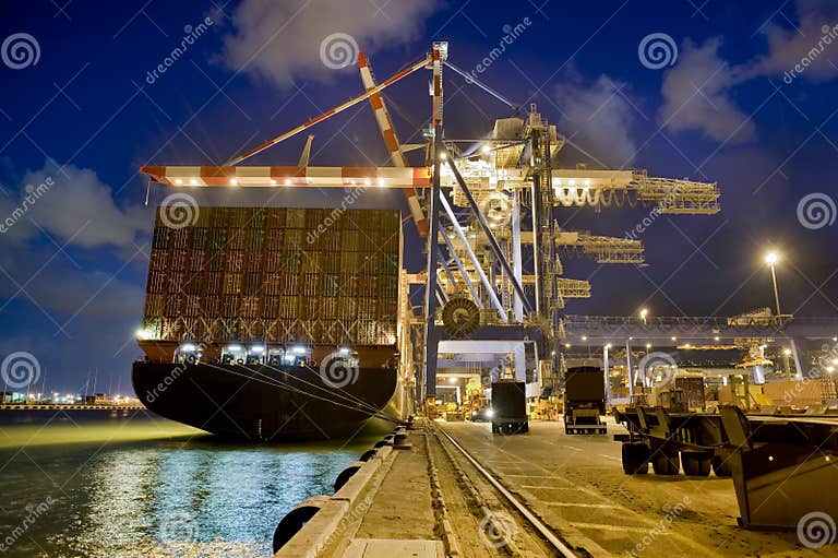 Cargo ship by night stock photo. Image of loading, load - 8646048