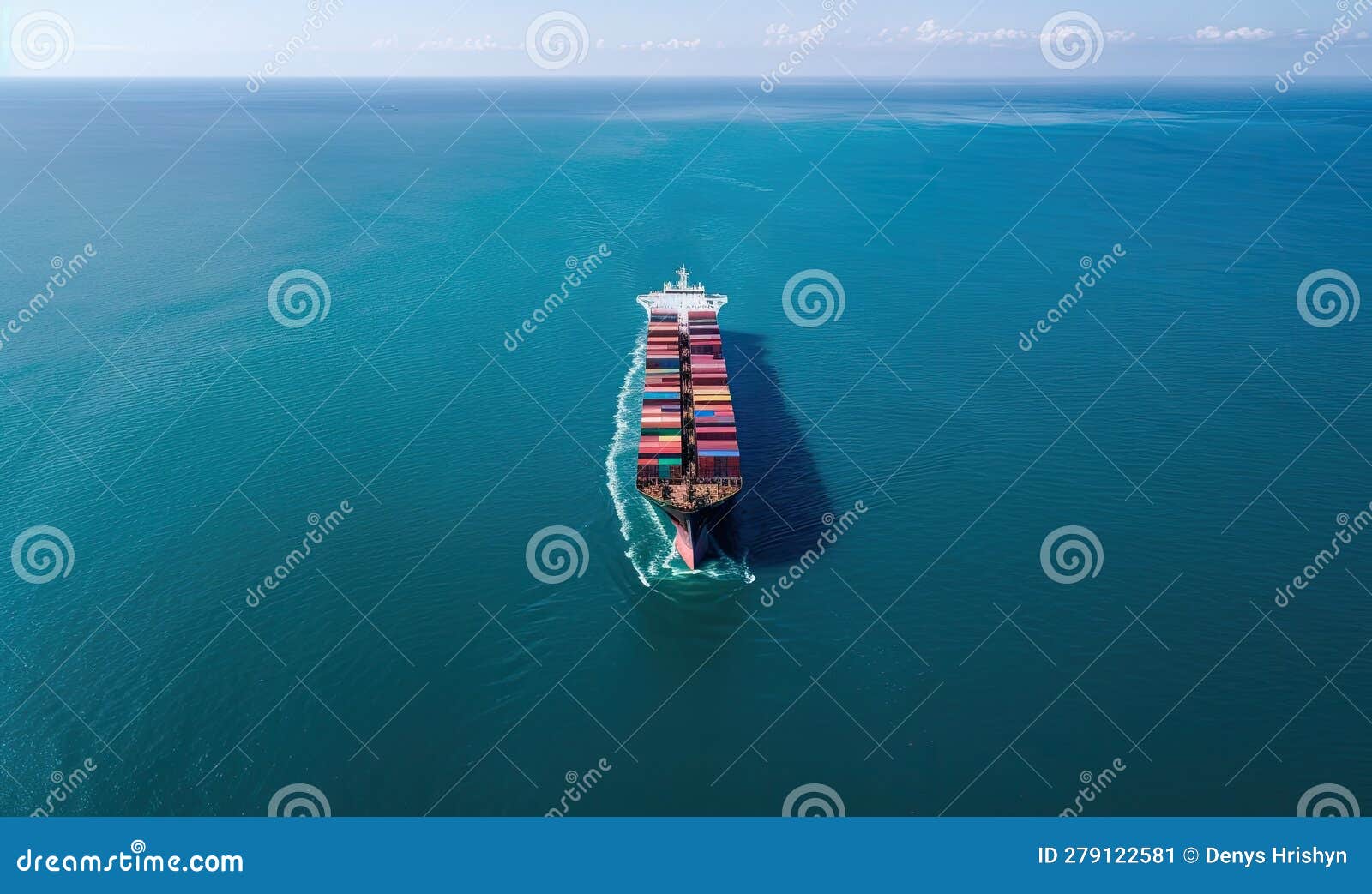 Cargo Ship on the Ocean Seen from Above with Drone Creating Using ...
