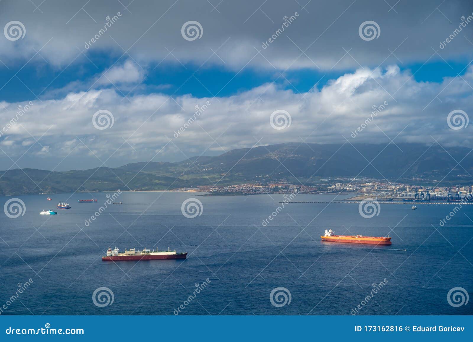 Cargo Ship on the Open Sea, Panorama. Copy Space Stock Photo - Image of ...