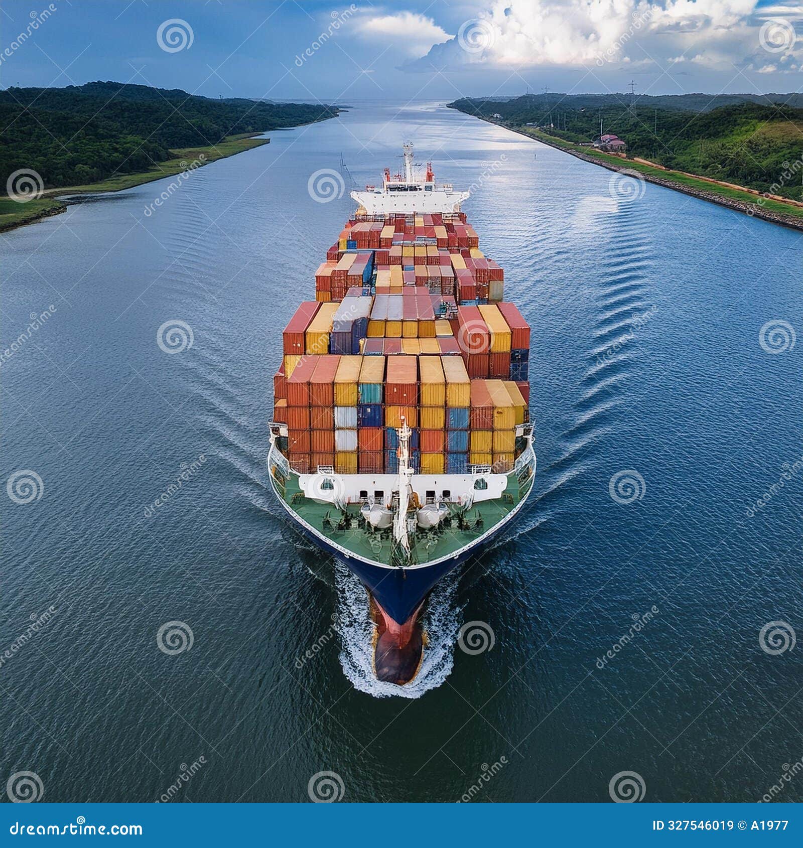 Cargo Ship in Panama Canal, AI Generated Stock Illustration ...