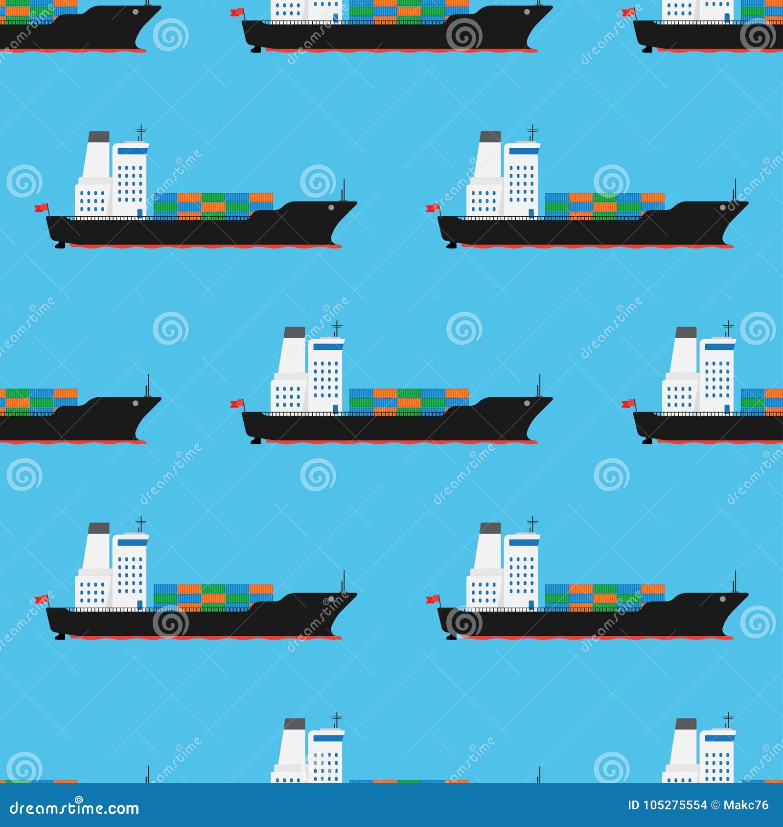 Cargo Ship Pattern Seamless, Vector Illustration Stock Vector ...