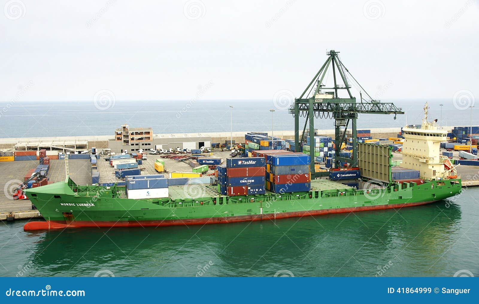 Cargo Ship on a Pier of Port Editorial Stock Image - Image of barcelona ...