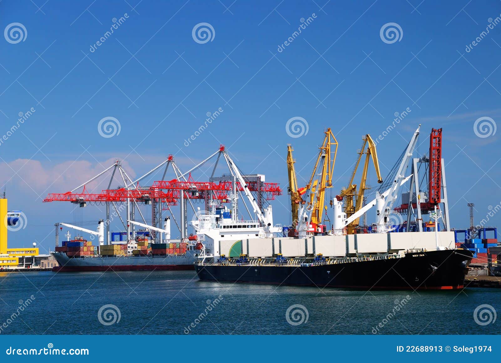 Cargo ship in port stock image. Image of freight, panorama - 22688913