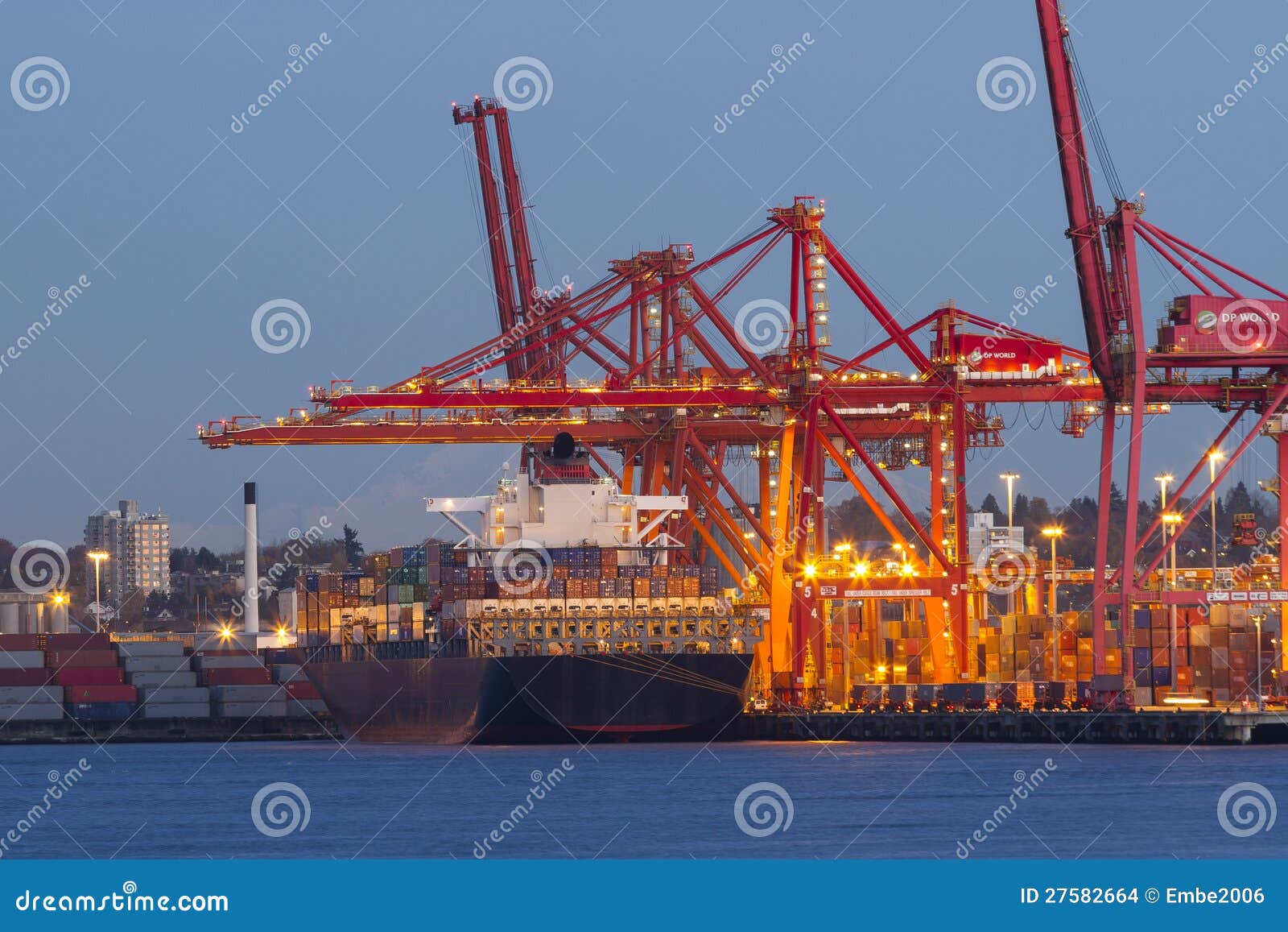Cargo Ship and Port stock photo. Image of freight, boat - 27582664