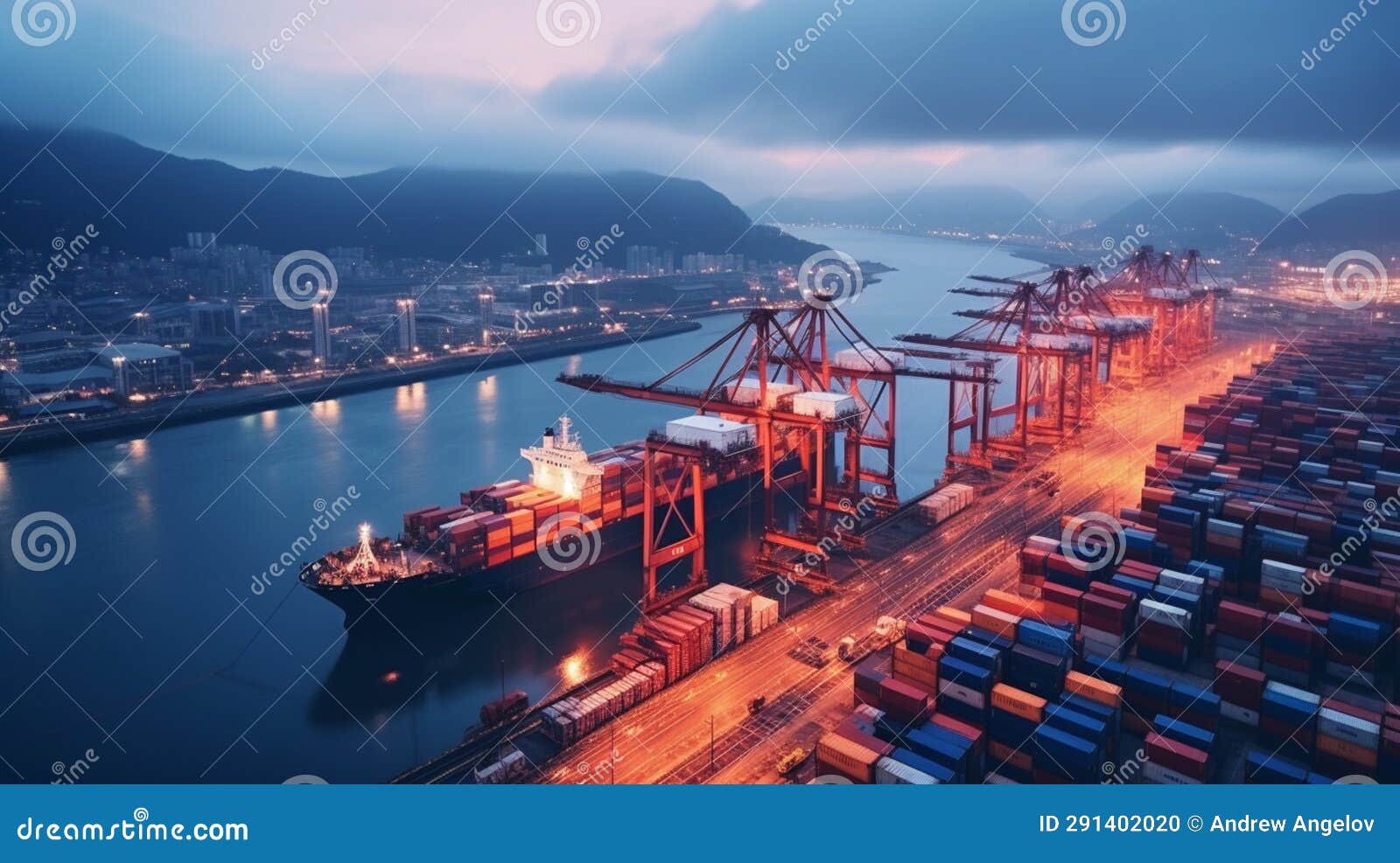 Cargo ship at the port stock photo. Image of outdoors - 291402020