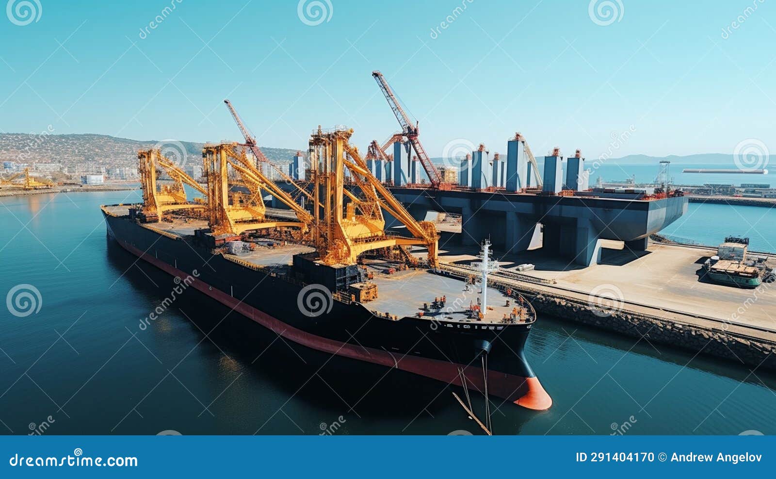 Cargo ship at the port stock photo. Image of shipping - 291404170