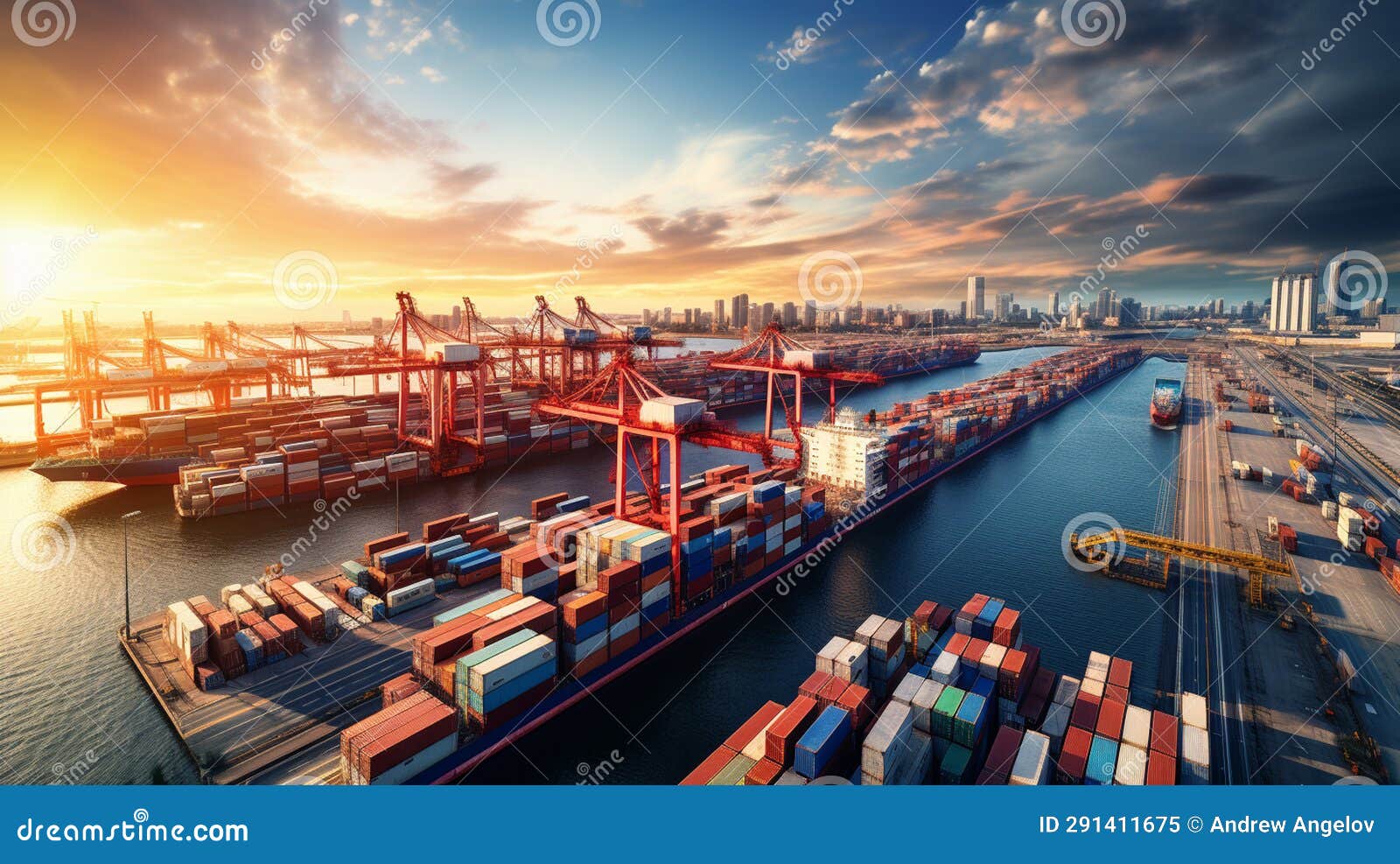 Cargo ship at the port stock image. Image of transportation - 291411675