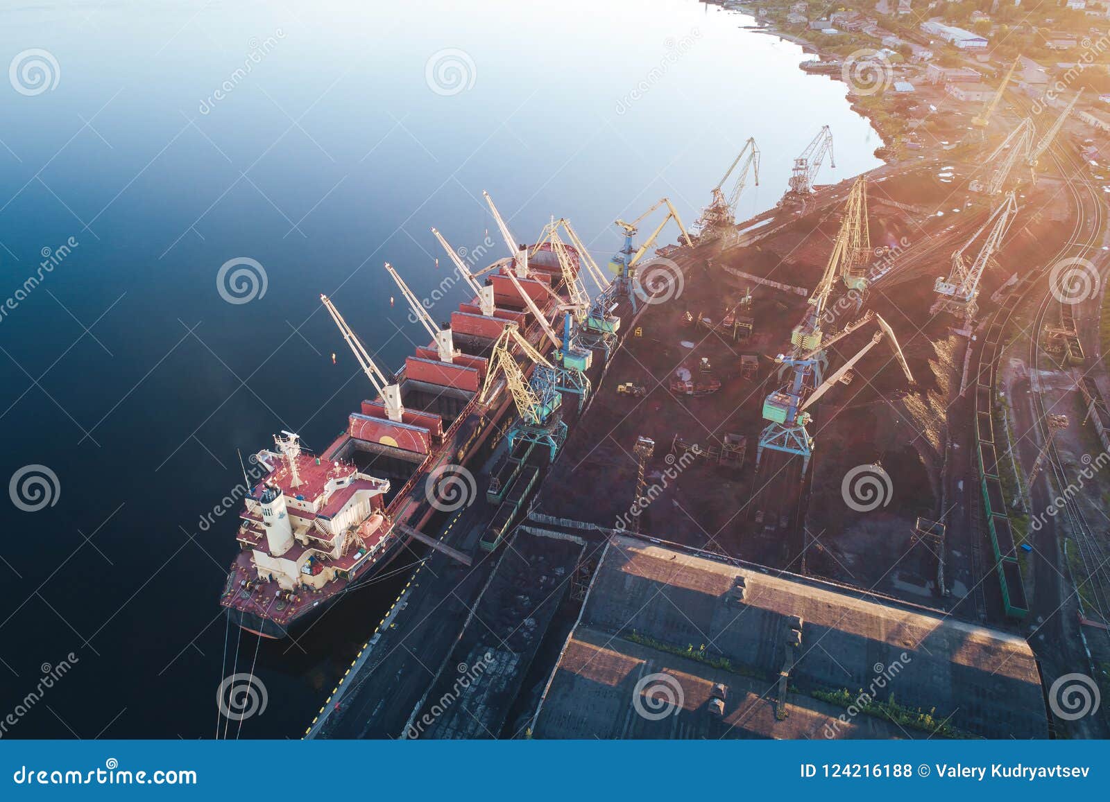 Cargo Ship in the Port Aerial View from Drone Stock Photo - Image of ...