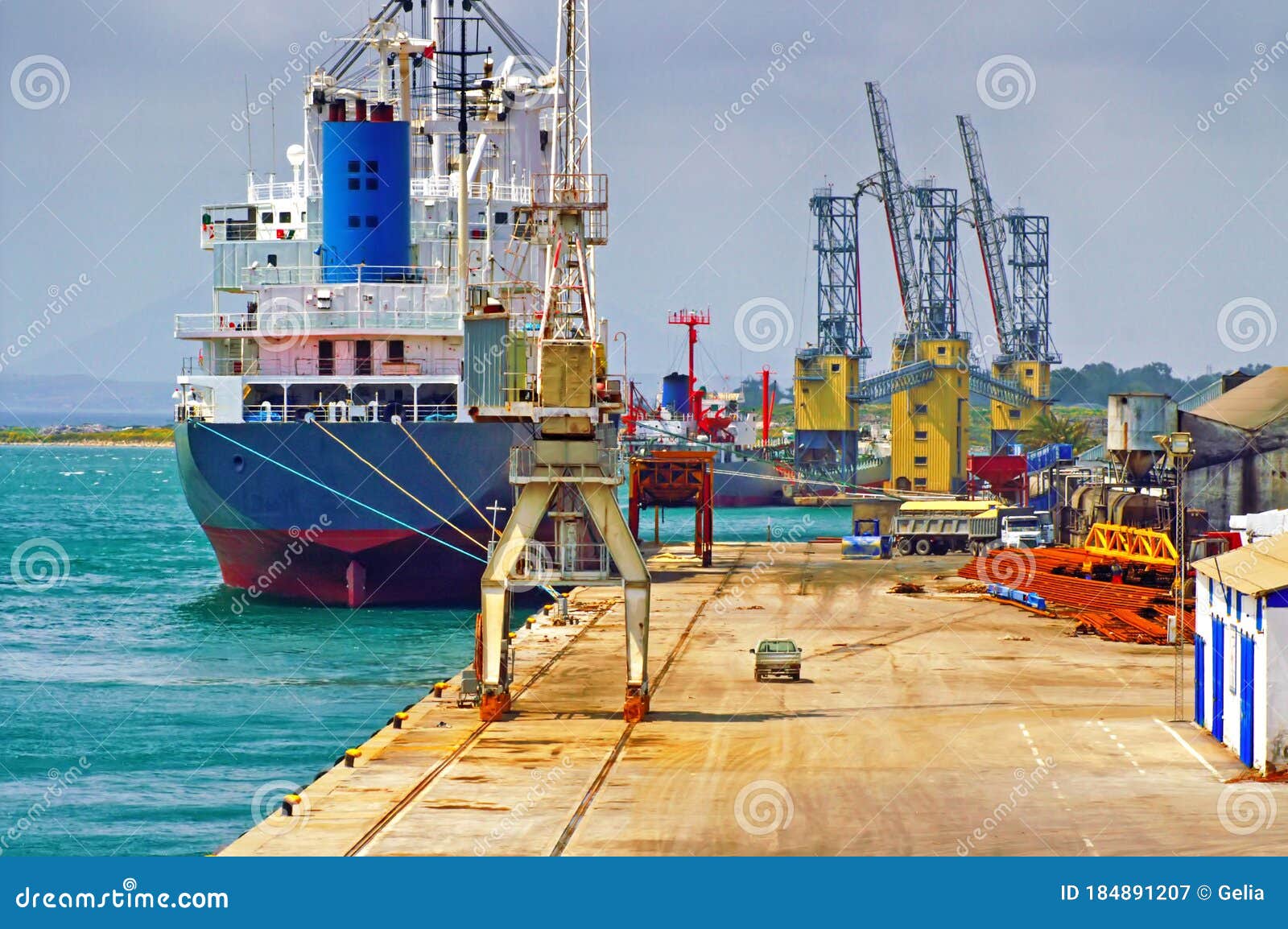 Cargo Ship at the Port of Bizerte, Tunisia Stock Image - Image of ...