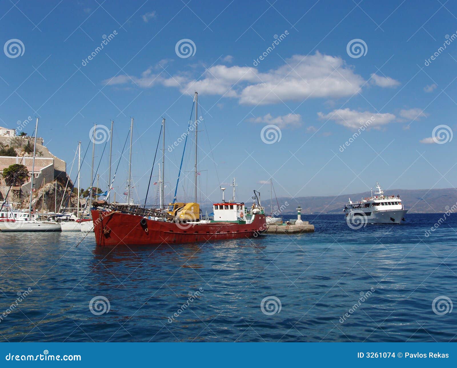 Cargo Ship at Port of Hydra Stock Photo - Image of greek, water: 3261074