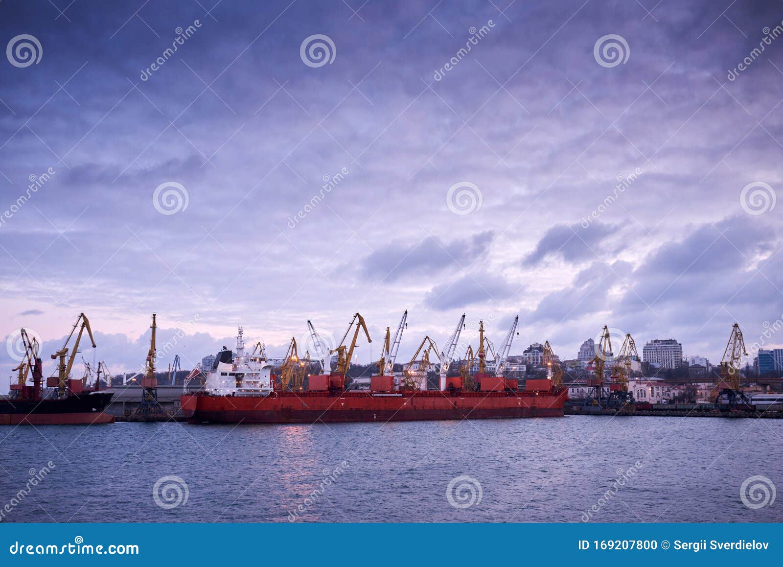 Cargo Ship in Port. Large Container Ship Docked Stock Photo - Image of ...