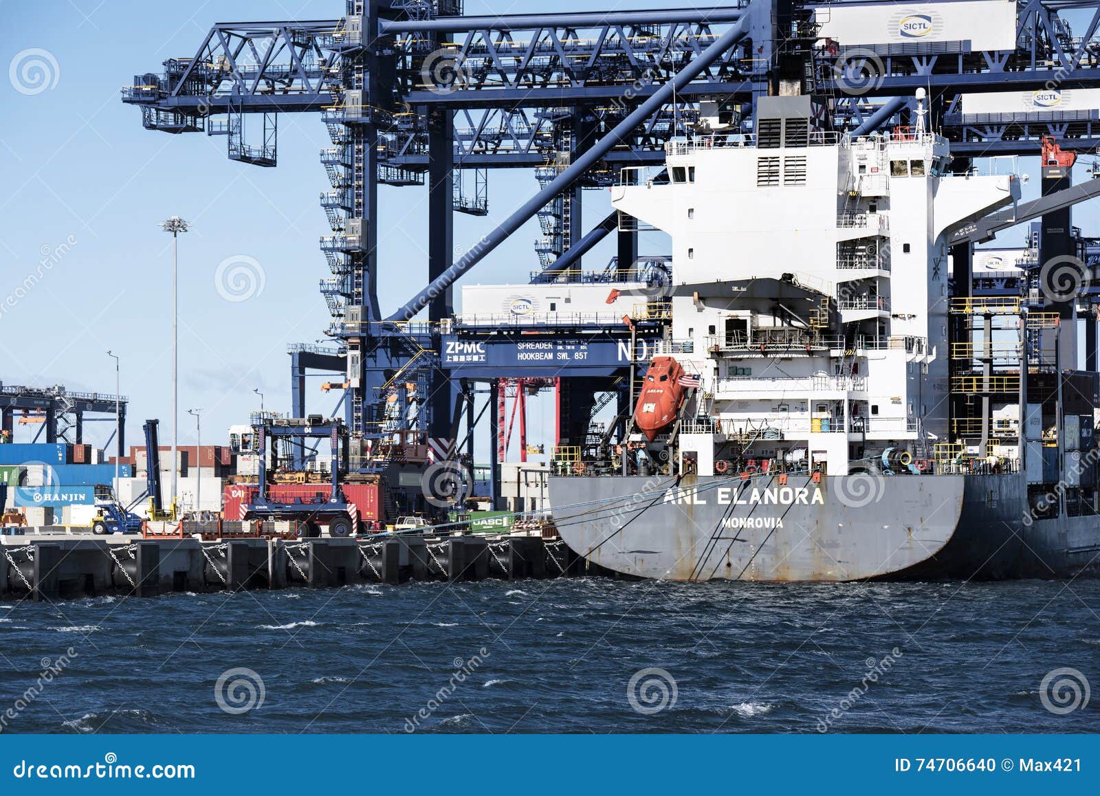 Cargo ship in port editorial image. Image of ship, container - 74706640