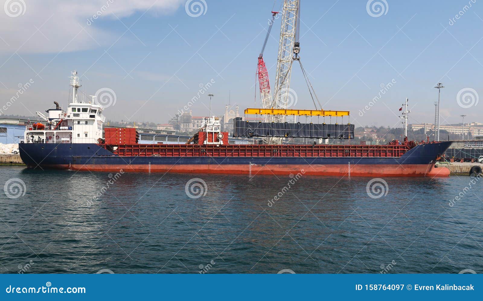 Cargo Ship in Port stock image. Image of maritime, industrial - 158764097
