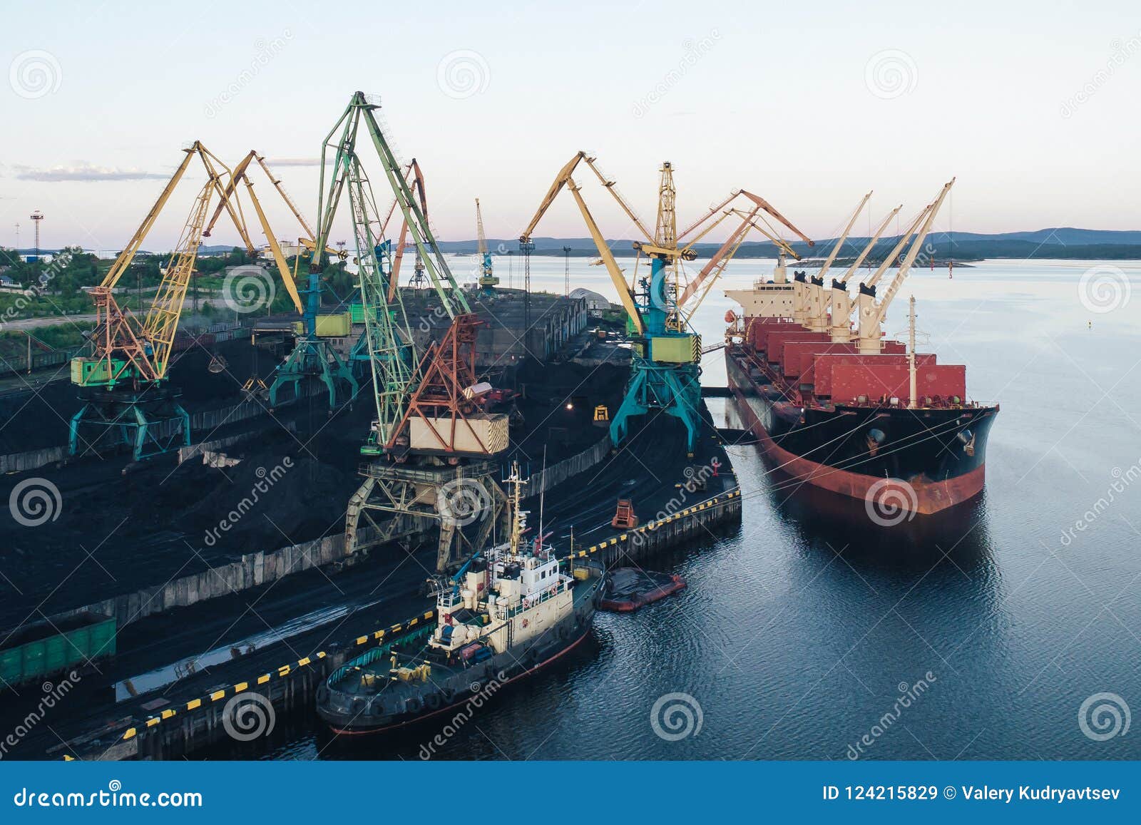 Cargo Ship in the Port Aerial View from Drone Stock Image - Image of ...