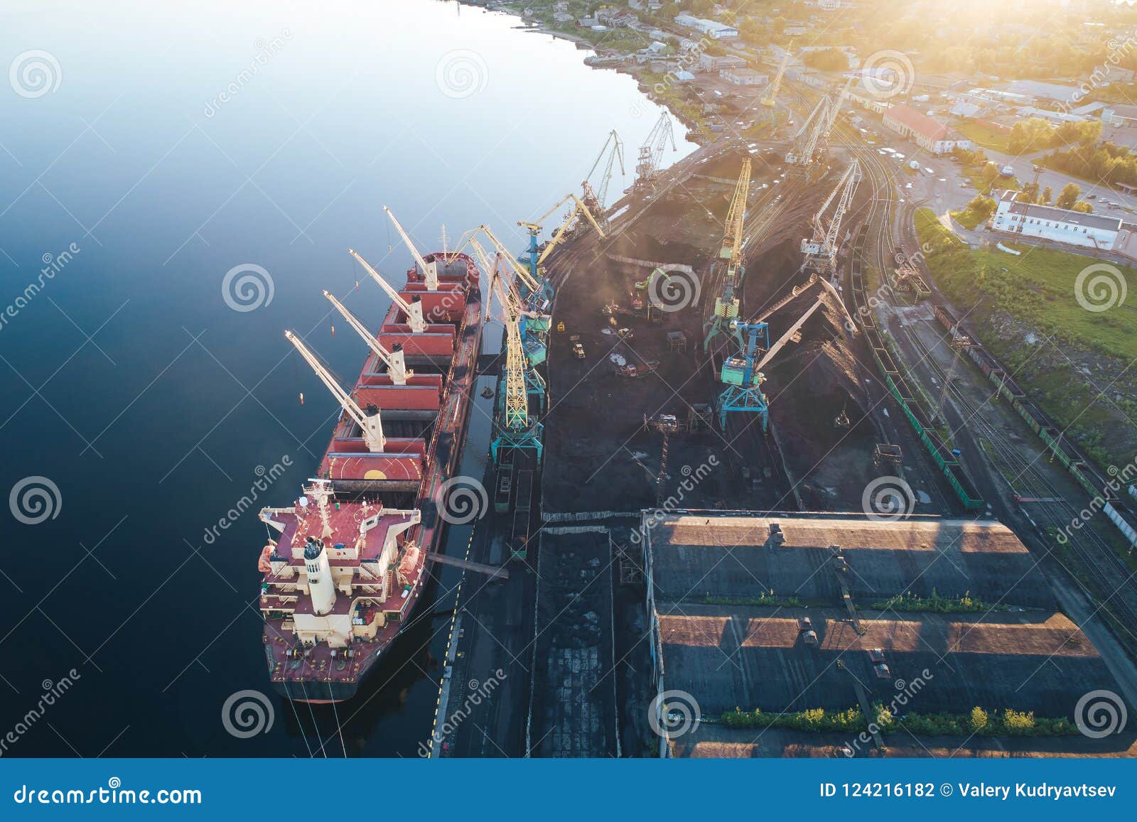 Cargo Ship in the Port Aerial View from Drone Stock Photo - Image of ...