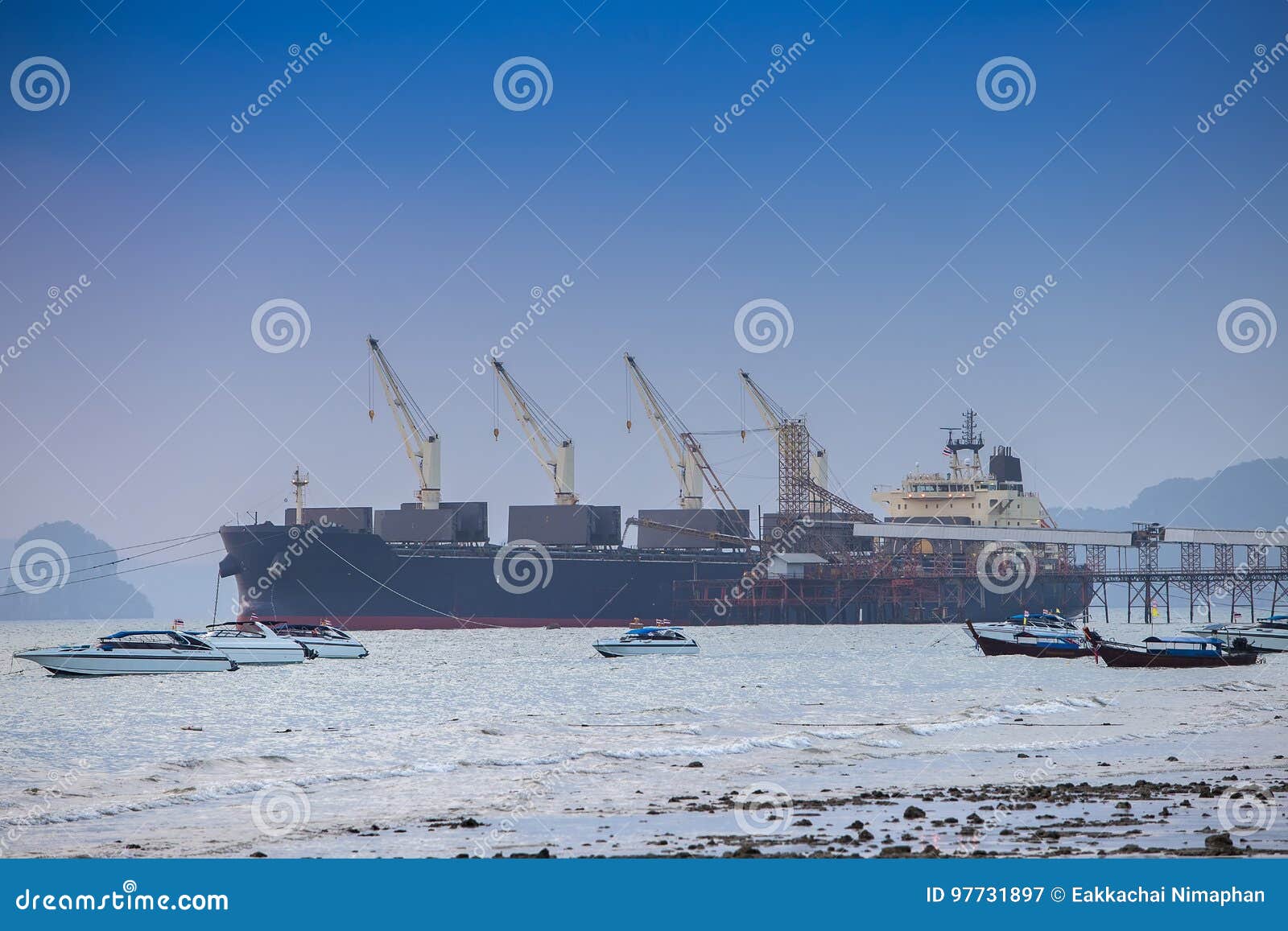 Cargo ship at port editorial photography. Image of industrial - 97731897