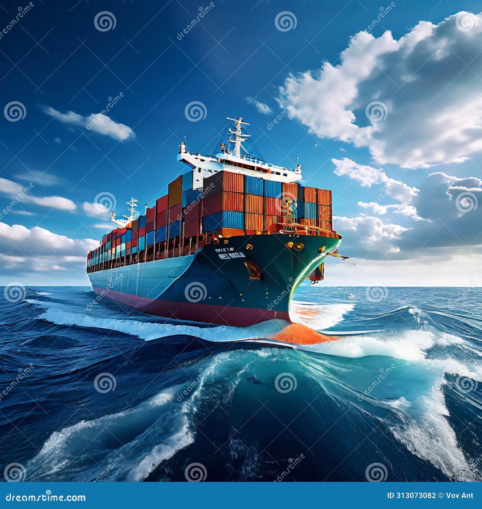 Cargo ship portrait stock illustration. Illustration of intricate ...