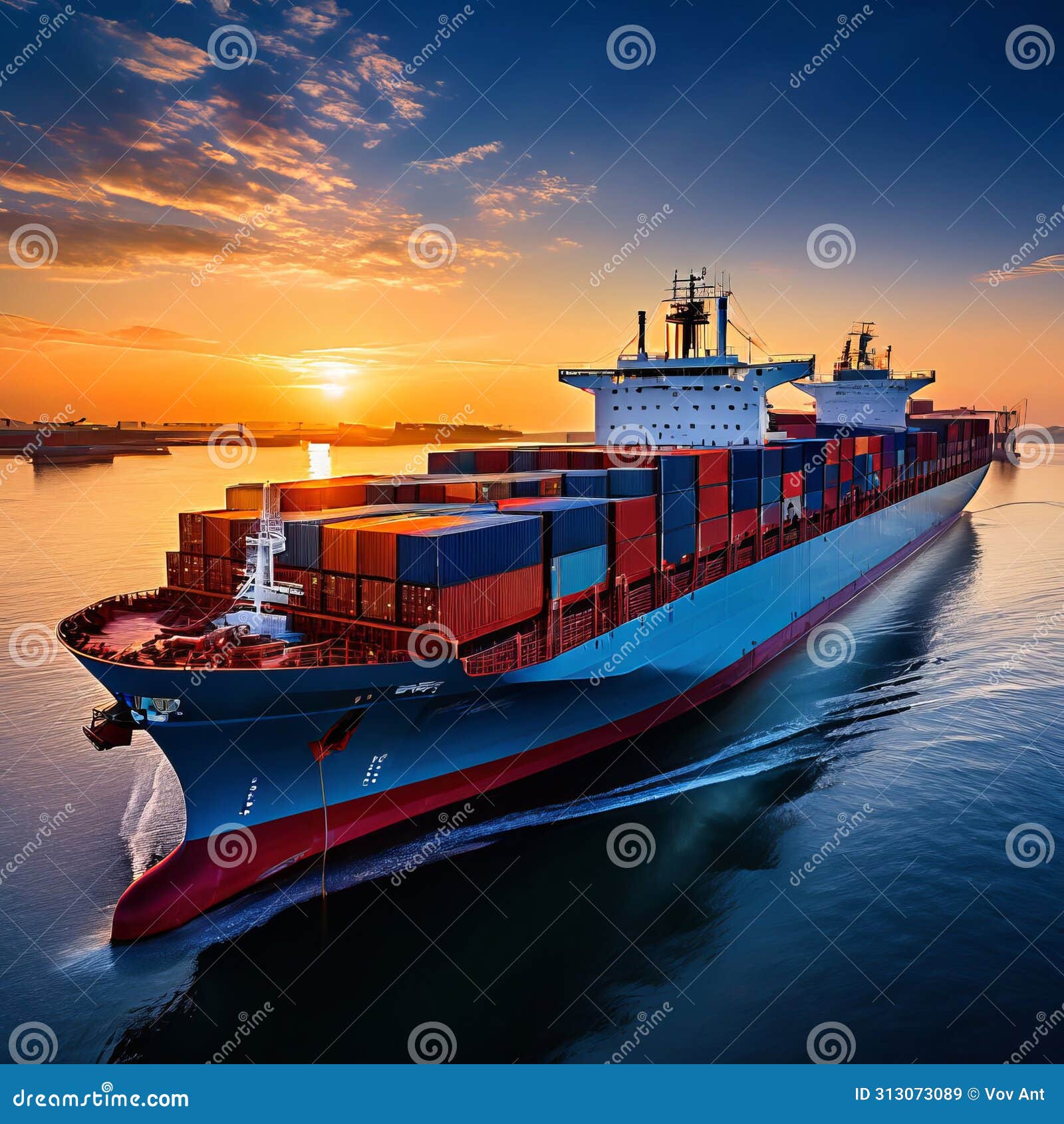 Cargo ship portrait stock illustration. Illustration of deck - 313073089