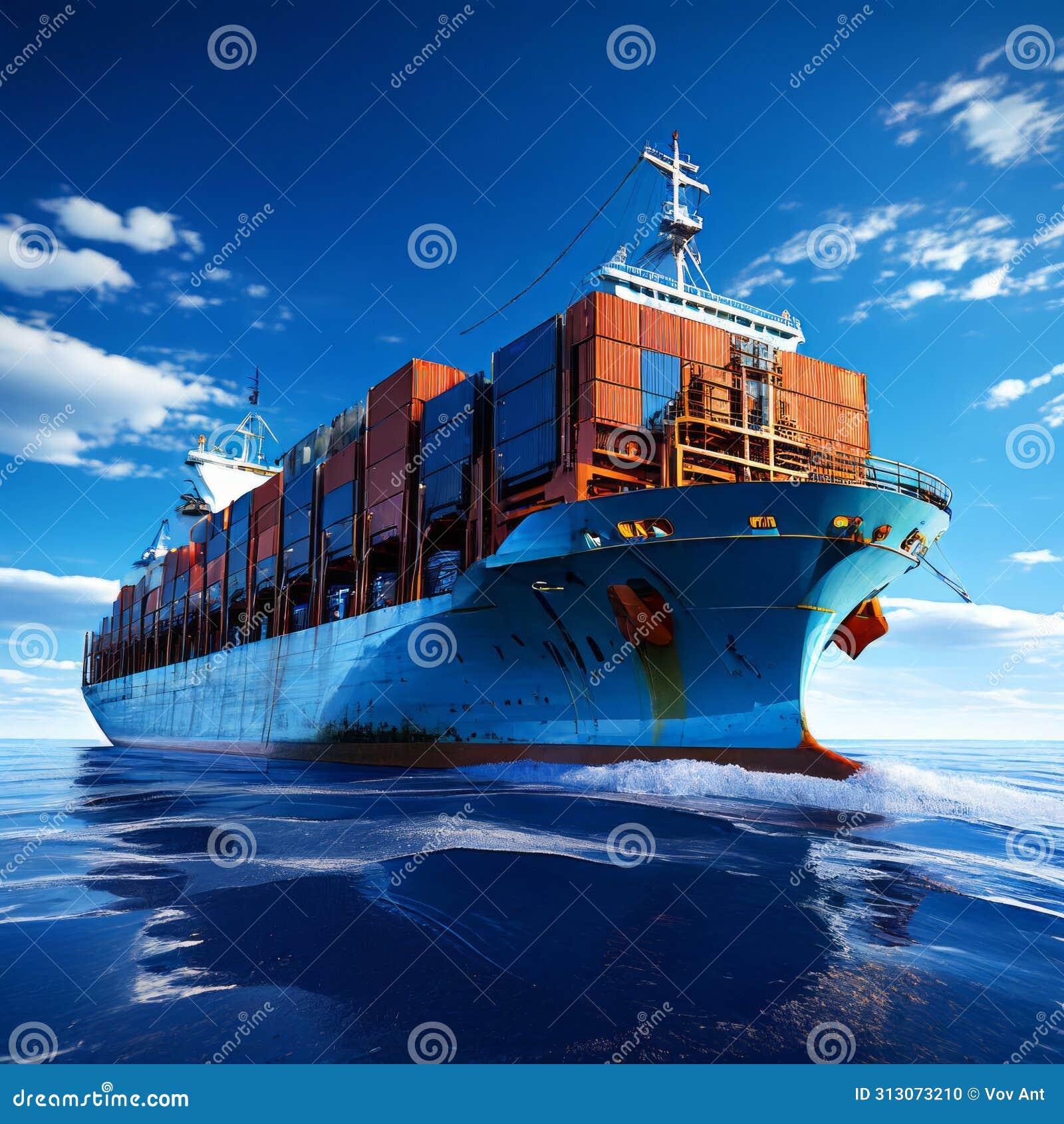 Cargo ship portrait stock illustration. Illustration of high - 313073210