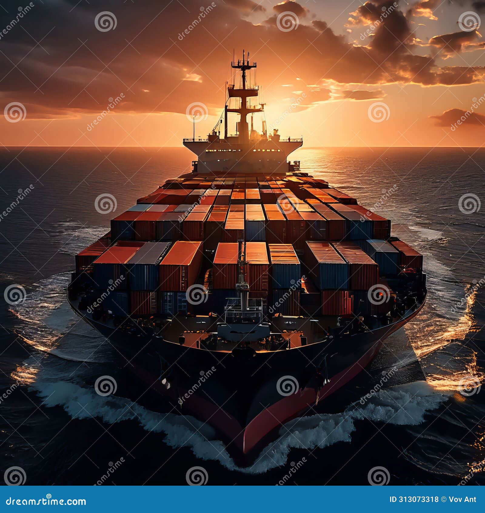 Cargo ship portrait stock illustration. Illustration of item - 313073318