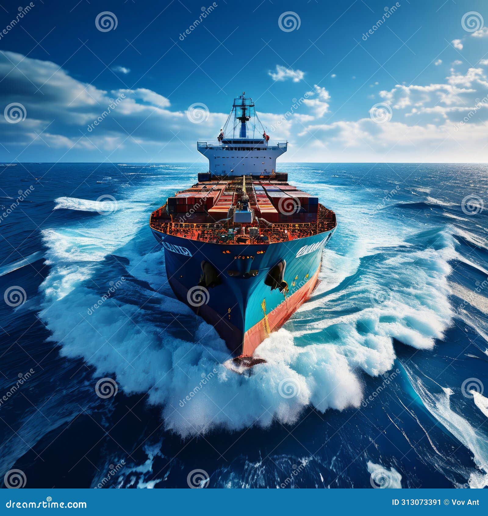 Cargo ship portrait stock illustration. Illustration of deck - 313073391