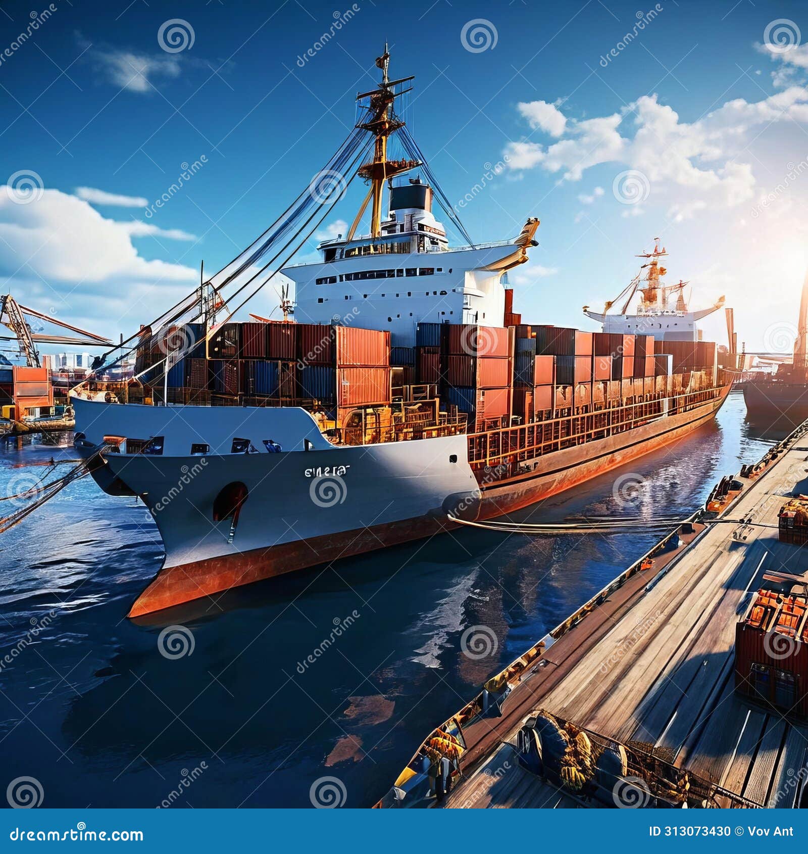 Cargo ship portrait stock illustration. Illustration of definition ...