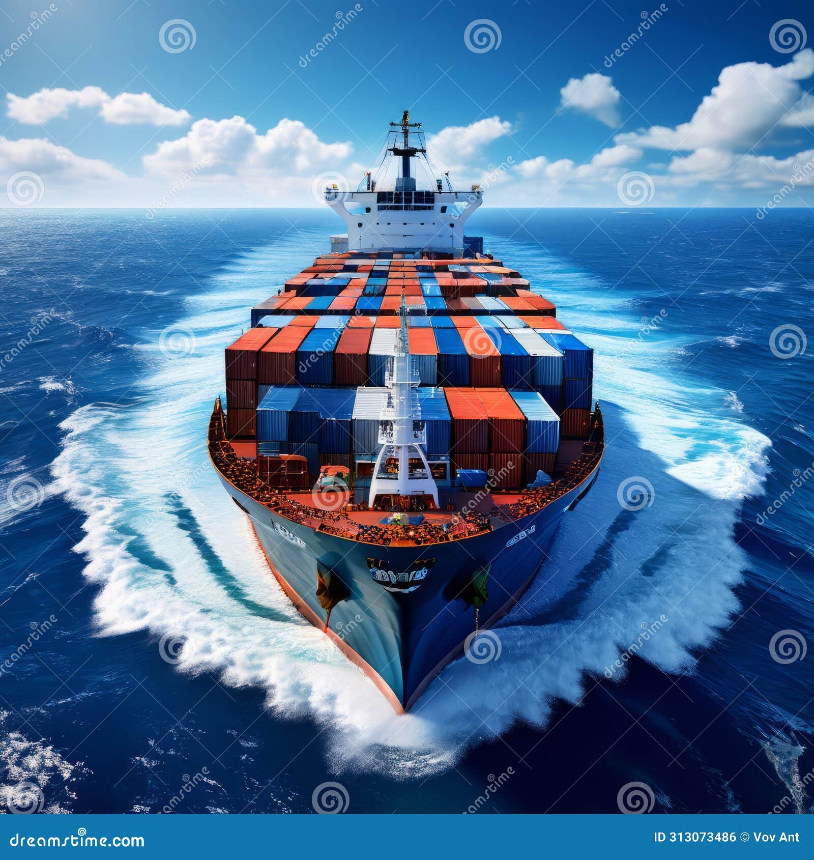 Cargo ship portrait stock illustration. Illustration of deck - 313073486