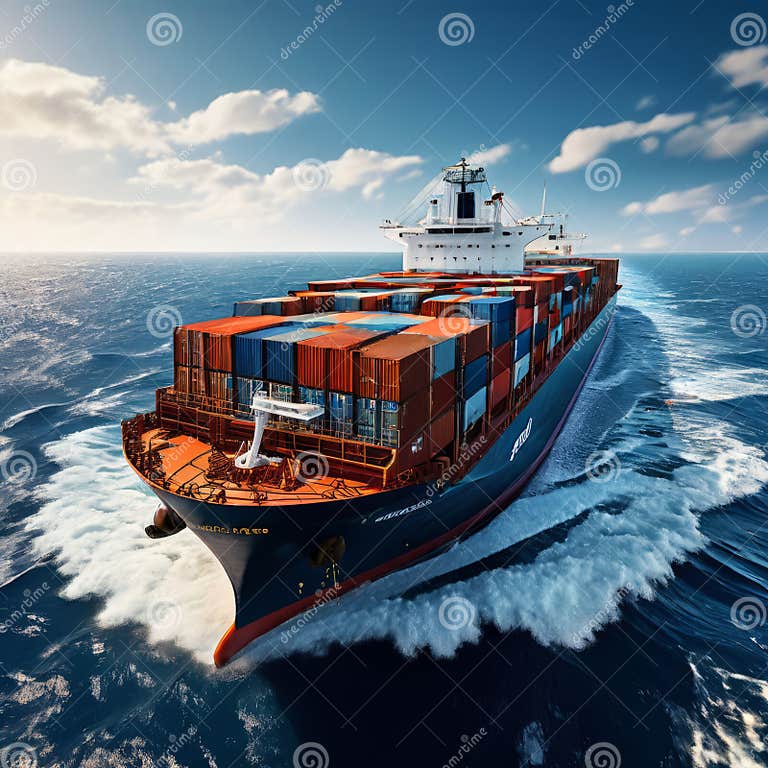 Cargo ship portrait stock illustration. Illustration of definition ...