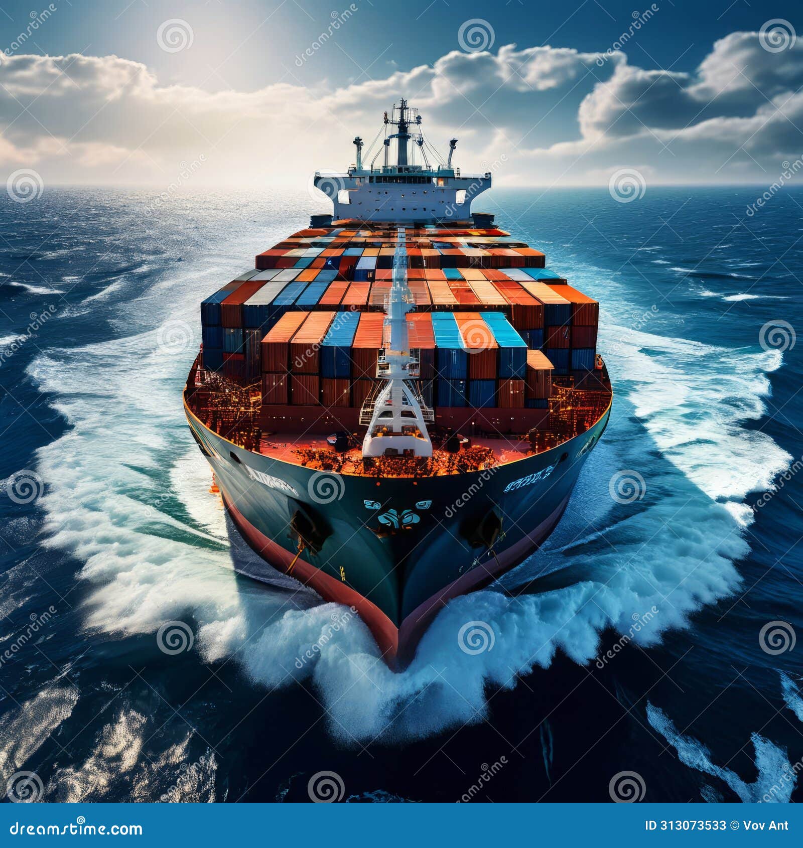 Cargo ship portrait stock illustration. Illustration of intricate ...