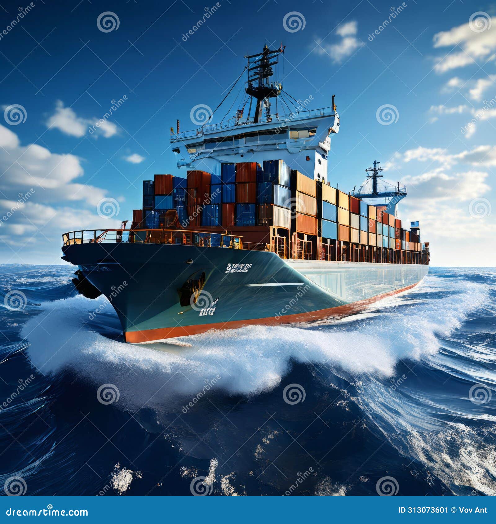 Cargo ship portrait stock illustration. Illustration of structures ...