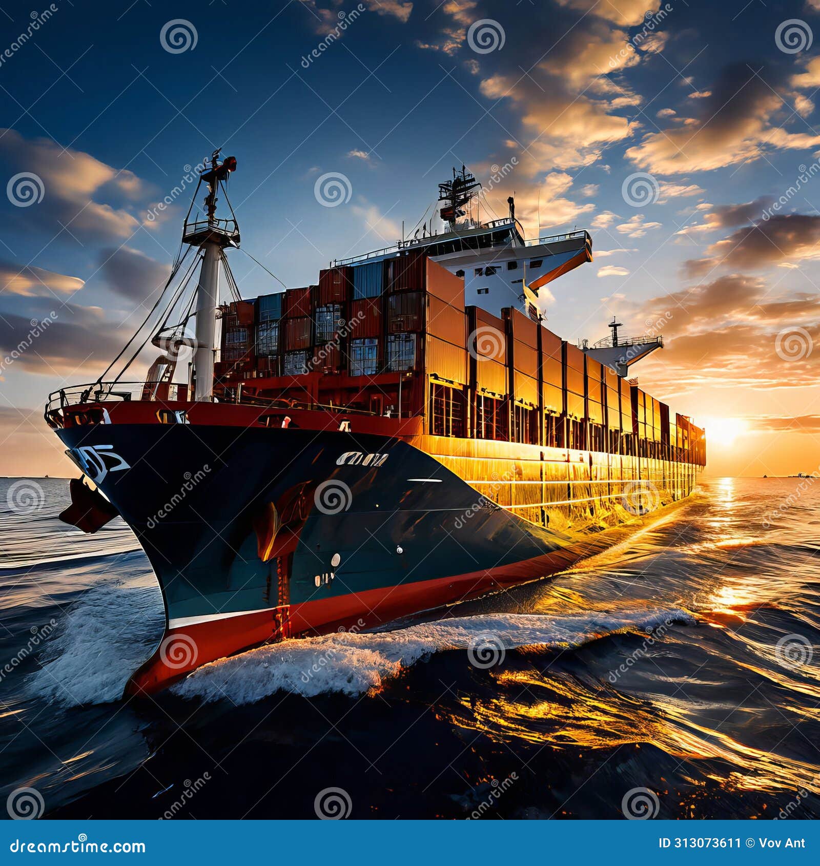 Cargo ship portrait stock illustration. Illustration of structures ...