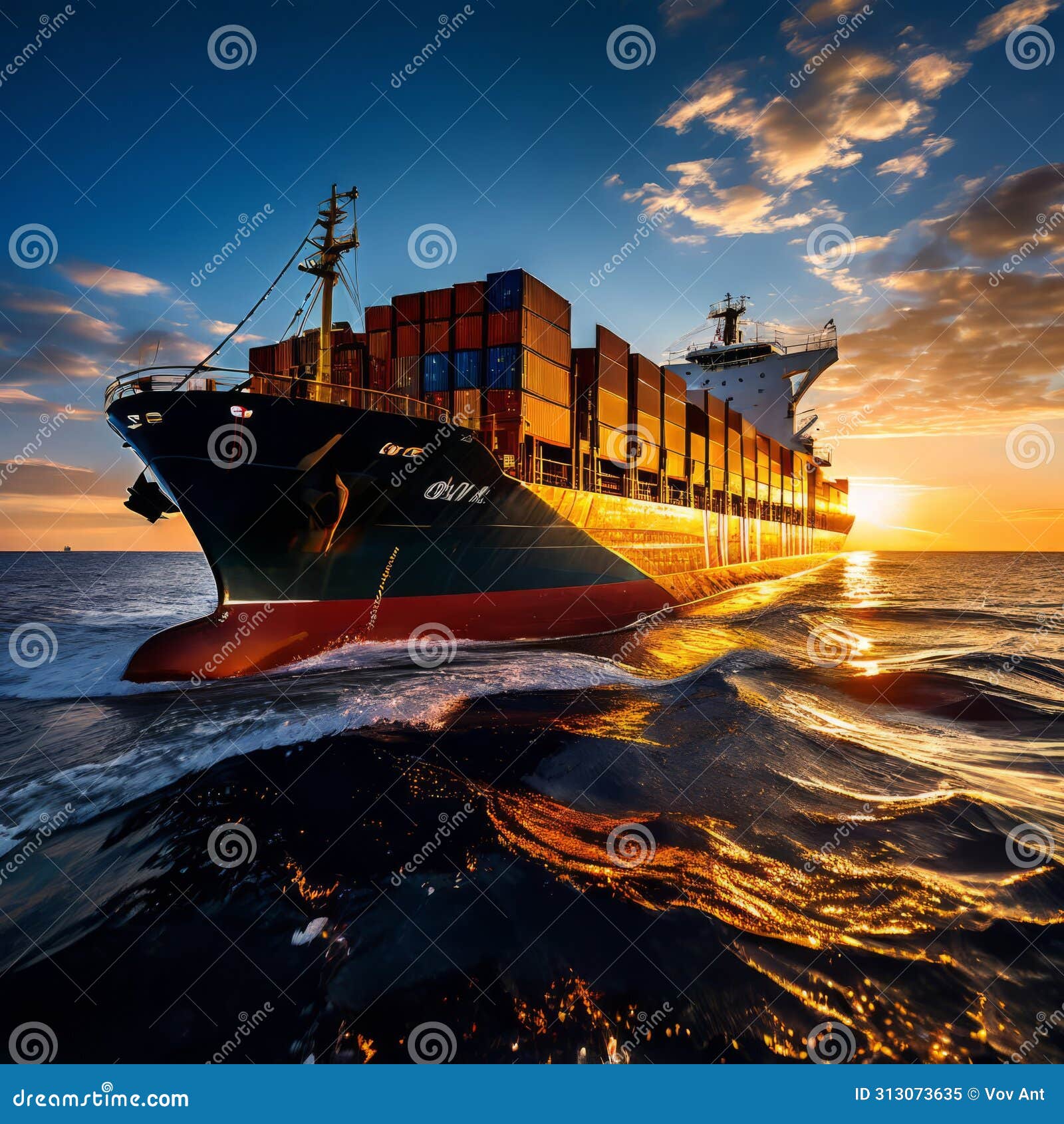 Cargo ship portrait stock illustration. Illustration of intricate ...