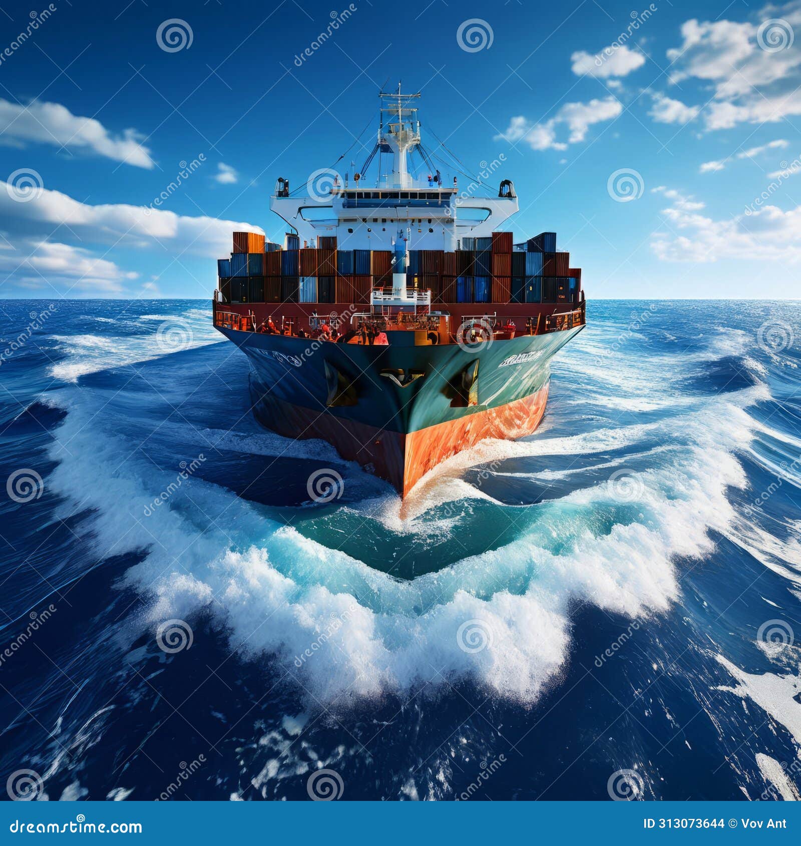 Cargo ship portrait stock illustration. Illustration of ultra - 313073644