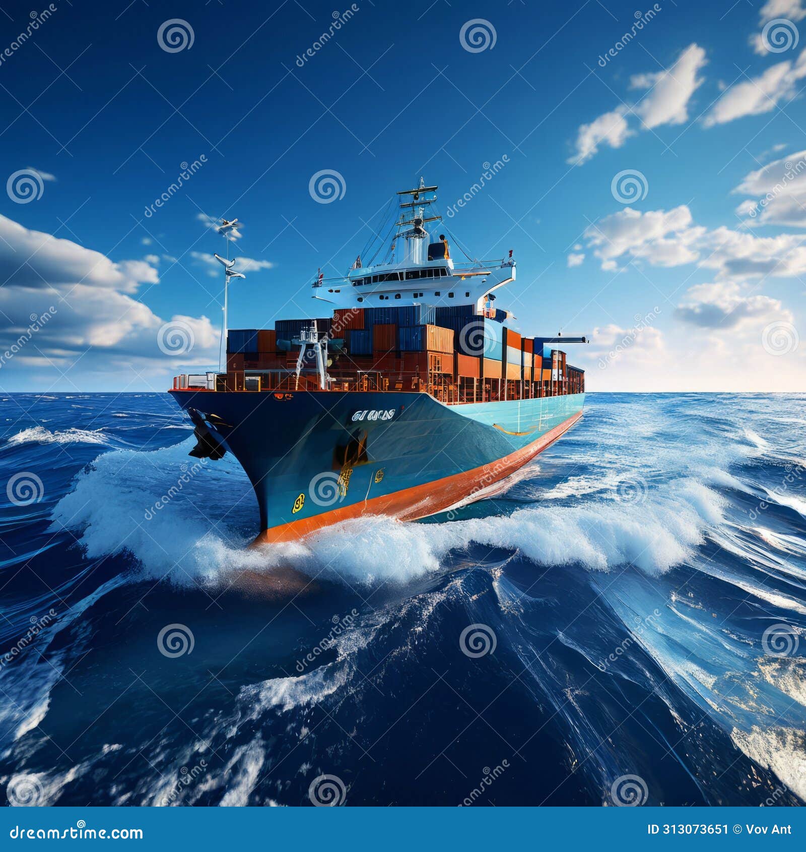 Cargo ship portrait stock illustration. Illustration of aigenerated ...