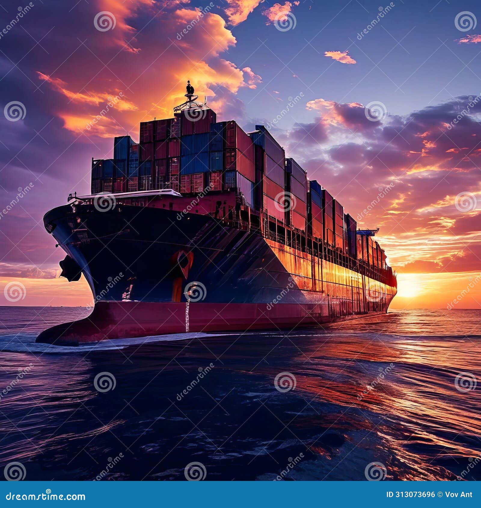 Cargo ship portrait stock illustration. Illustration of loading - 313073696