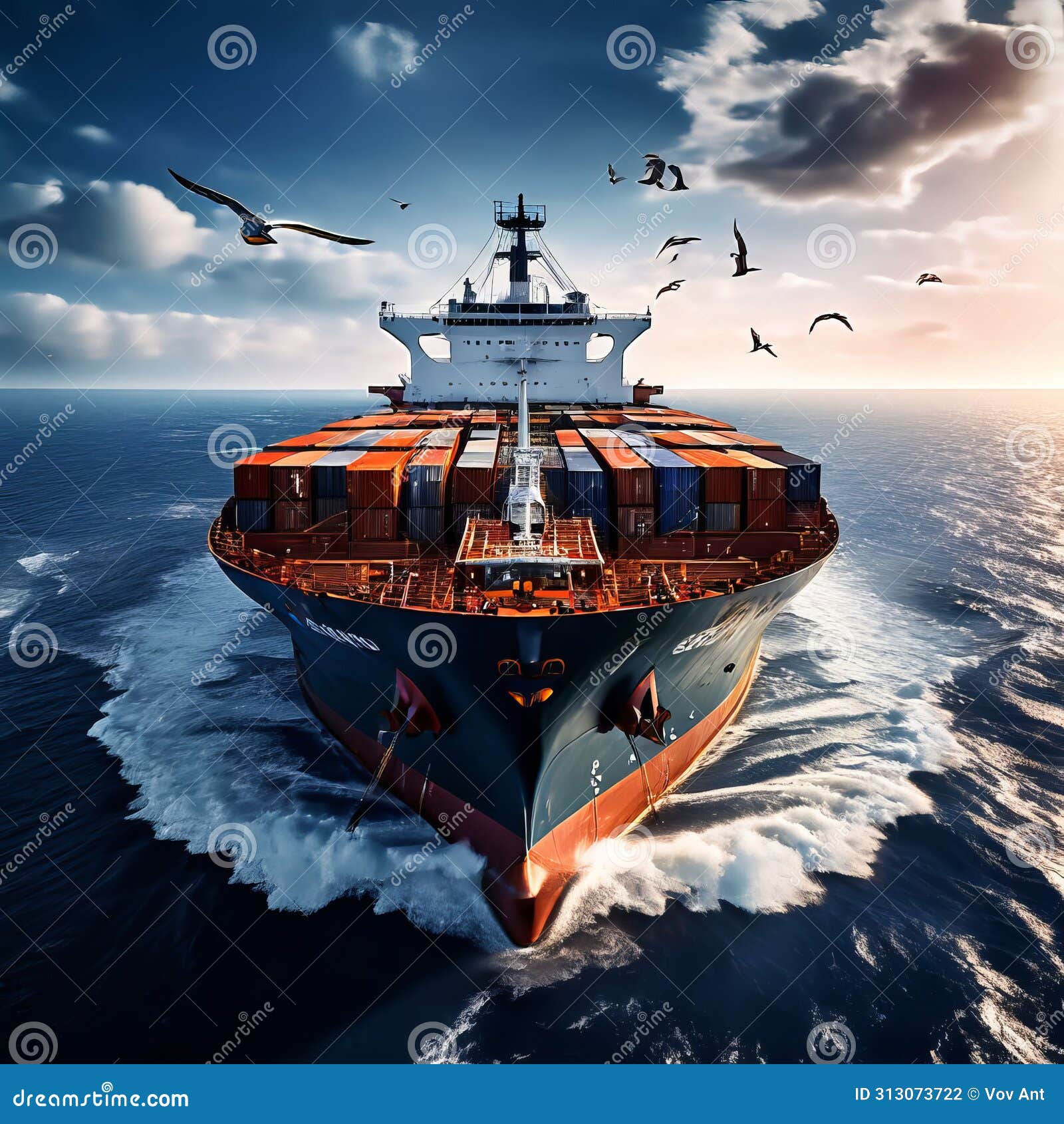 Cargo ship portrait stock illustration. Illustration of structures ...