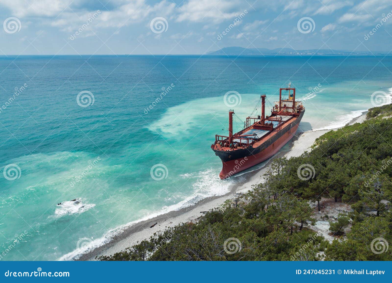 Cargo ship ran aground stock image. Image of industry - 247045231