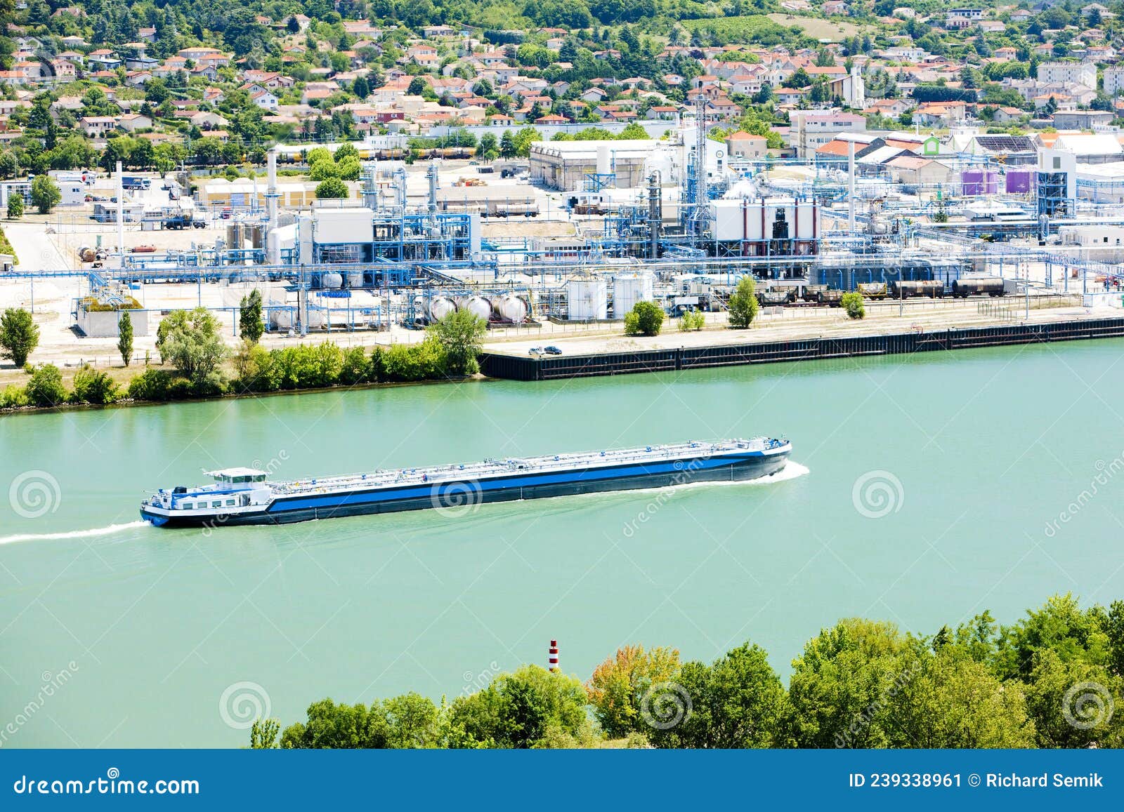 Cargo Ship on the Rhone River,Rhone-Alpes, France Stock Image - Image ...