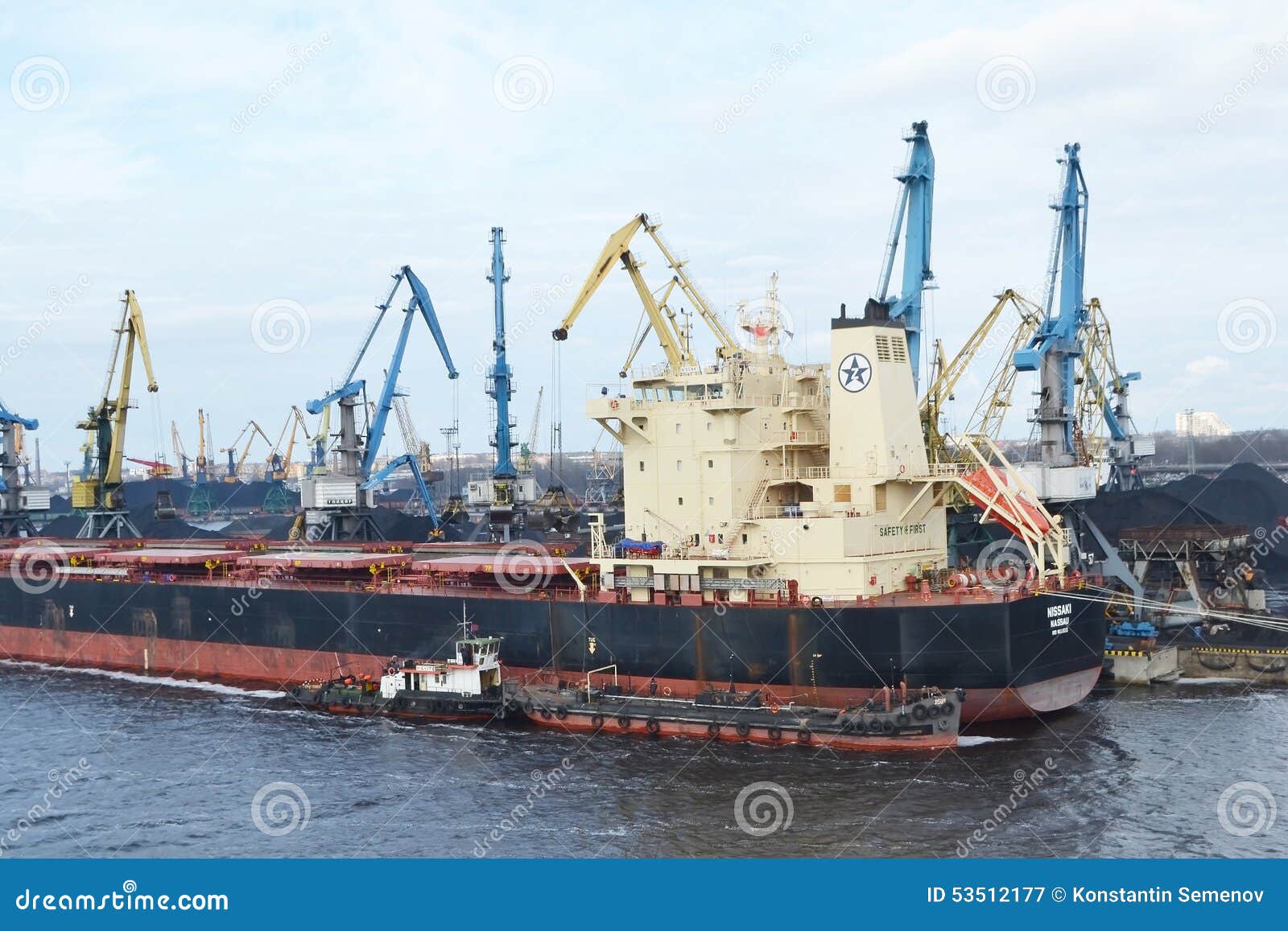 Cargo Ship in the Riga Port. Editorial Photography - Image of import ...