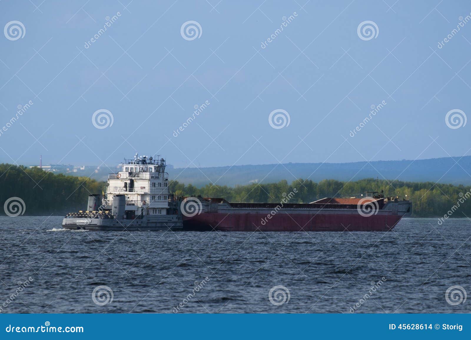 Cargo ship on the river. editorial stock image. Image of cargo - 45628614