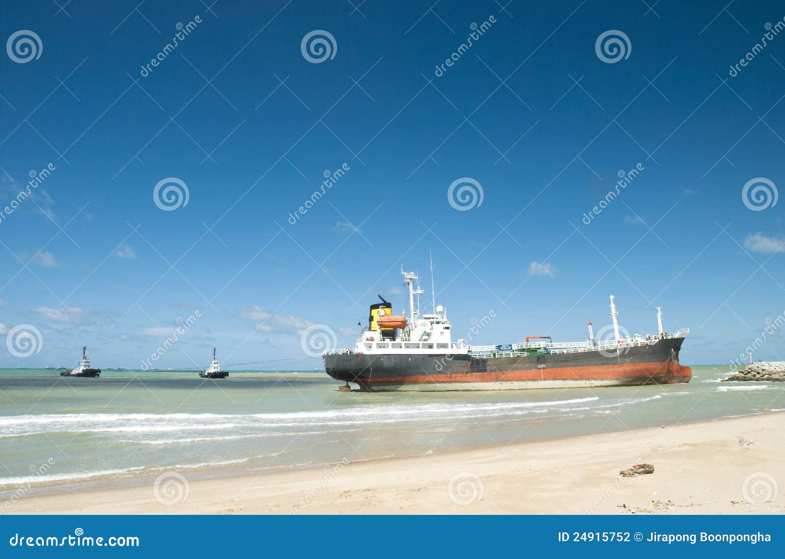Cargo Ship Run Aground on Rocky Shore Stock Photo - Image of aground ...