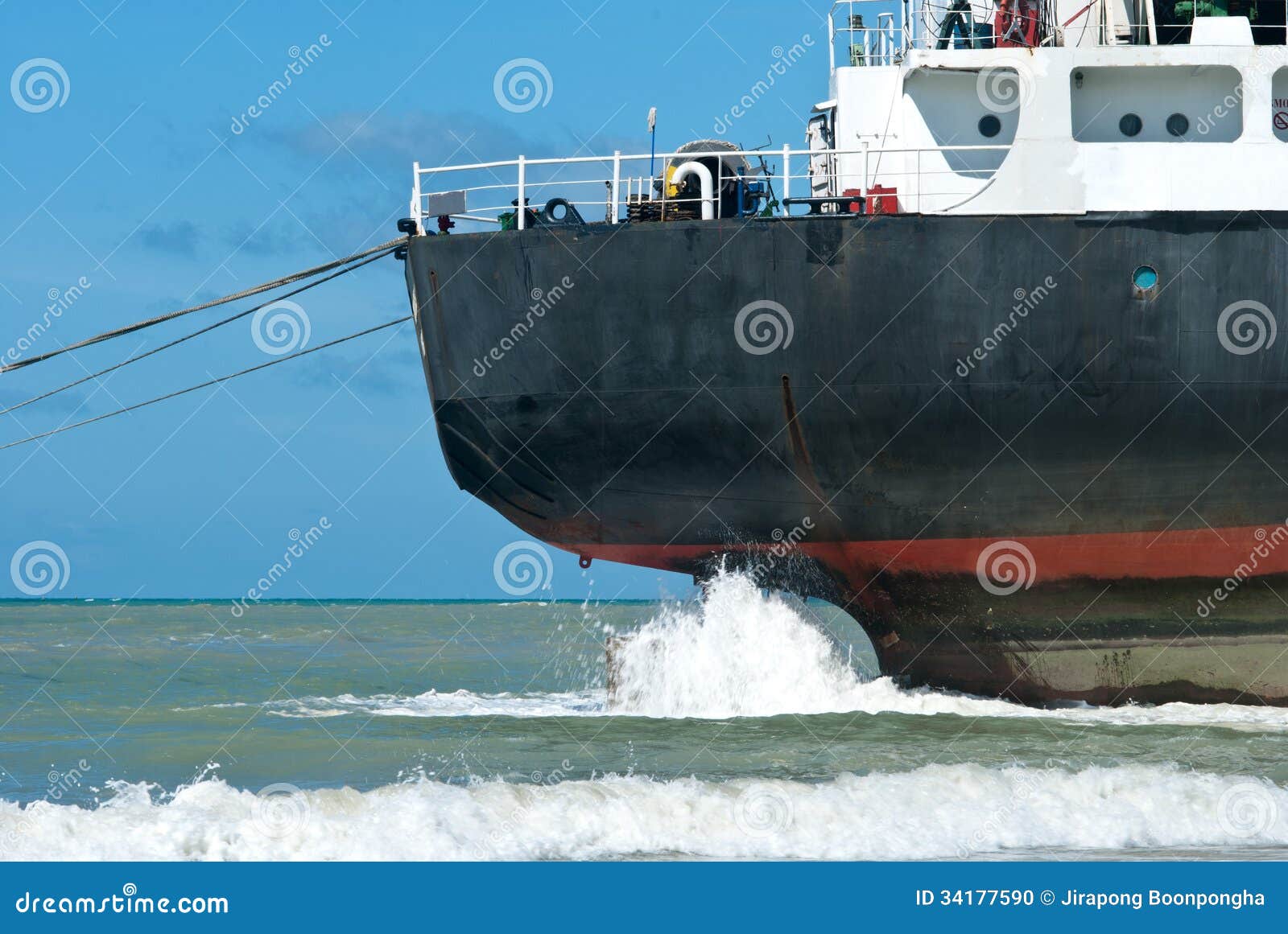 Cargo Ship Run Aground on Rocky Shore Stock Photo - Image of landscape ...