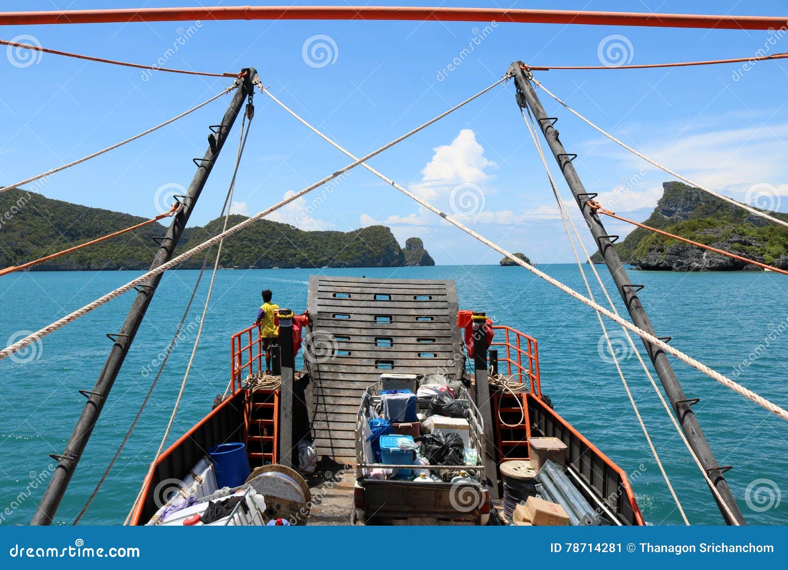 Cargo Ship Running between the Islands. Editorial Photo - Image of ...