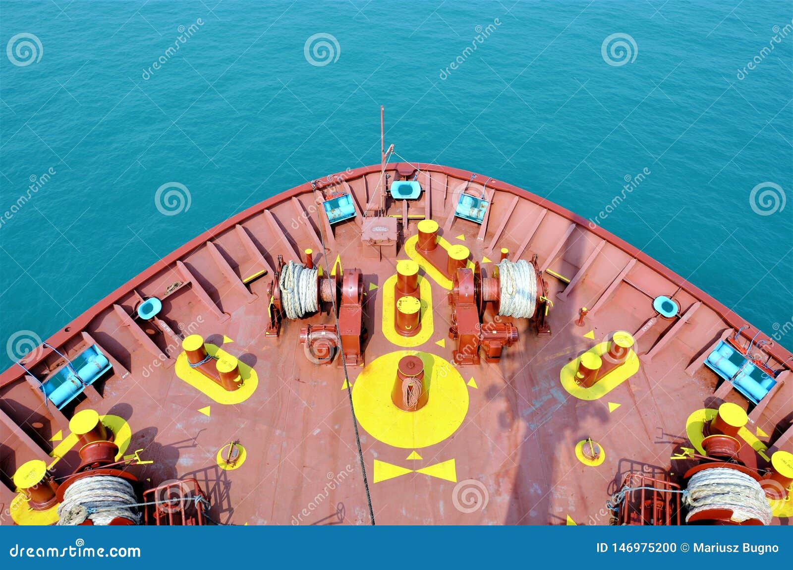 Forward Mooring Station Of Merchant Container Ship Alongside In ...