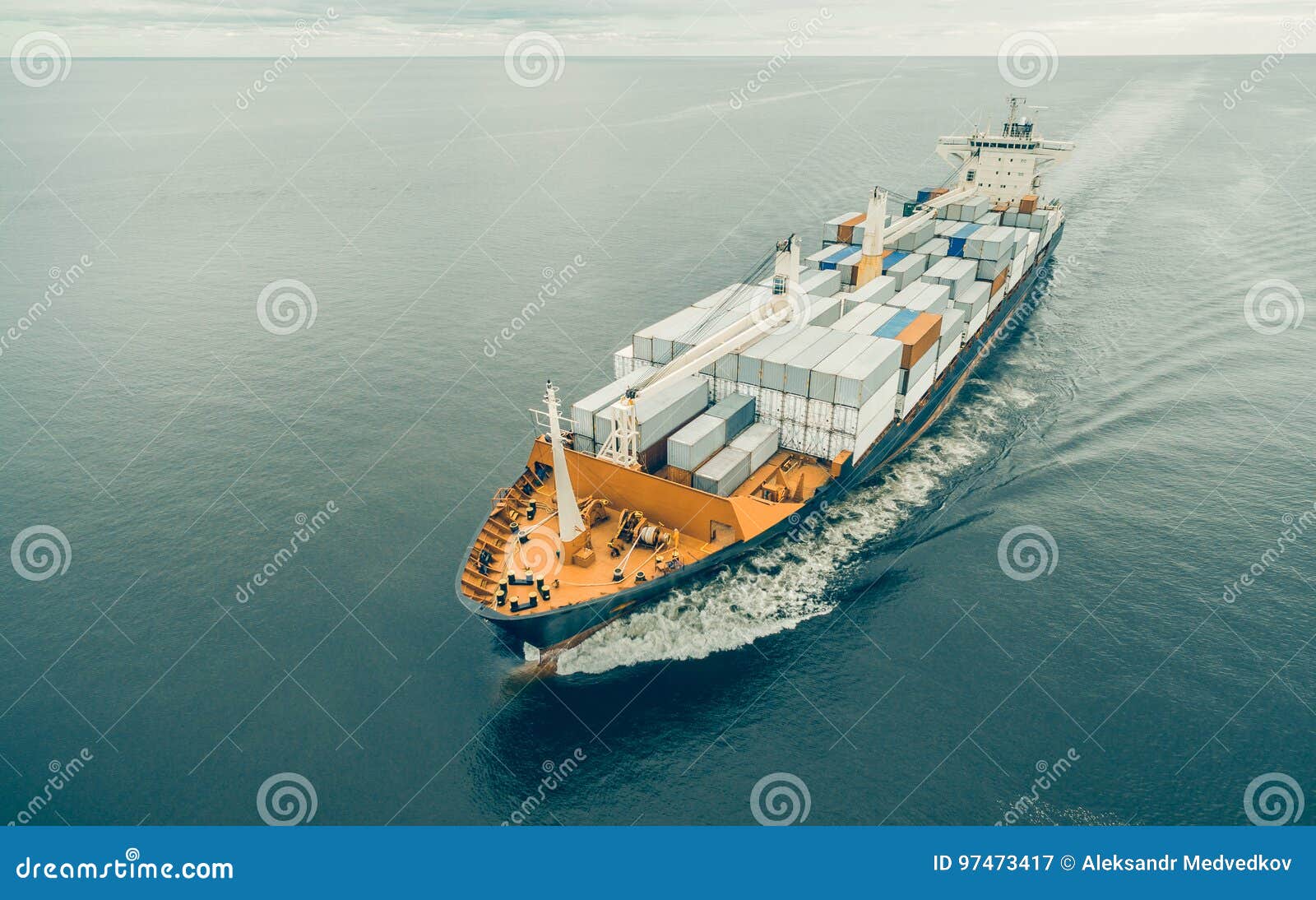 Cargo Ship Sailing in Open Sea Stock Image - Image of ocean ...