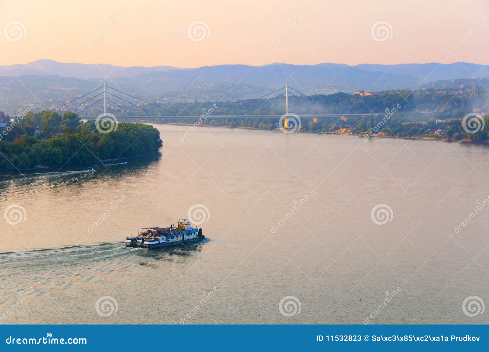 Cargo Ship Sailing on the River Stock Image - Image of ship, river ...